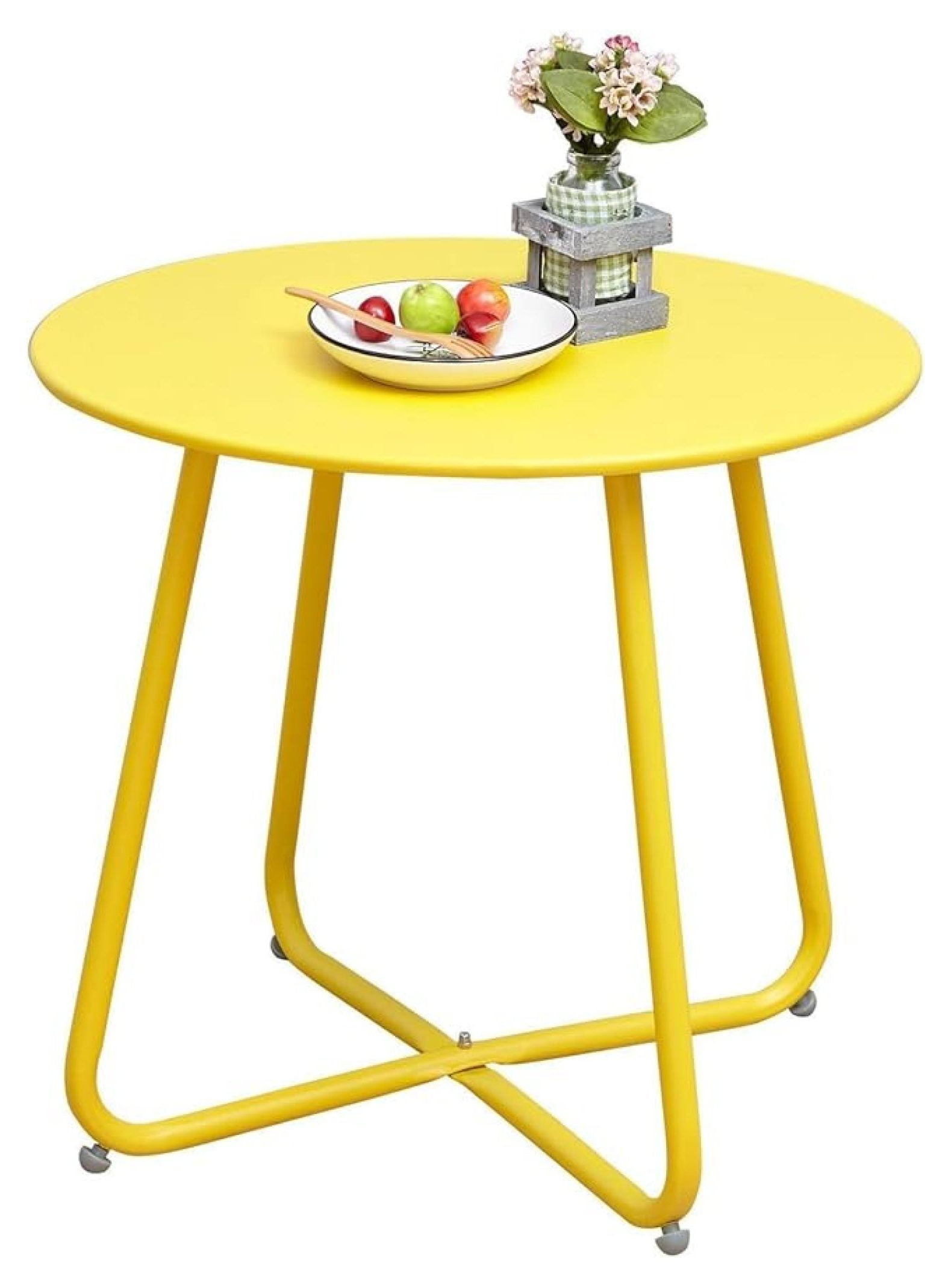 BOBOKY Small Round Side Table, 18-inch Outdoor Side Table with ...