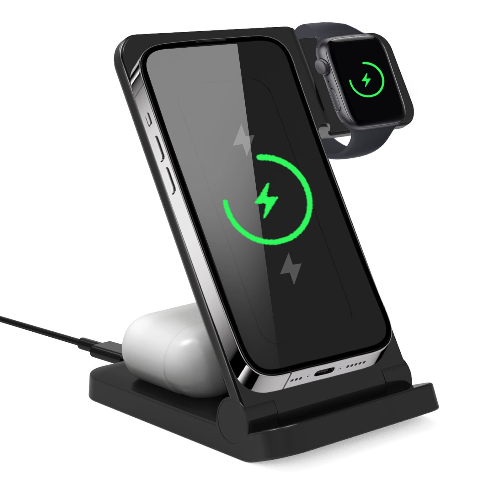 BOBOMOTI 3 in 1 Wireless Charging 15W Max Fast Wireless Charging Stand ...