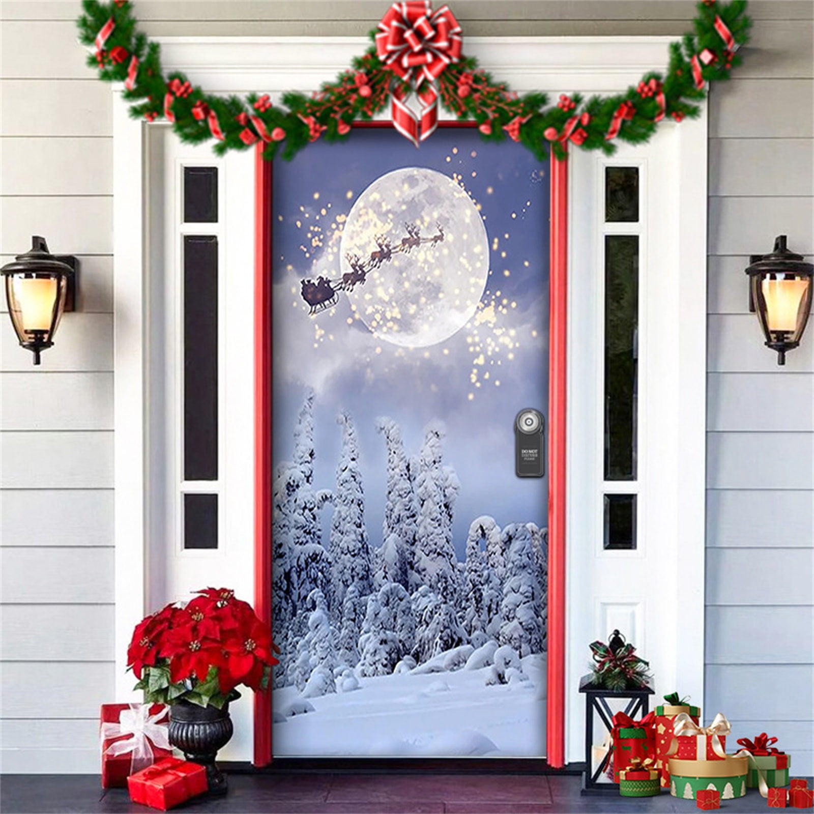 BOBOMOTI Christmas Door Cover Christmas Santa Claus Door Cover Xmas ...