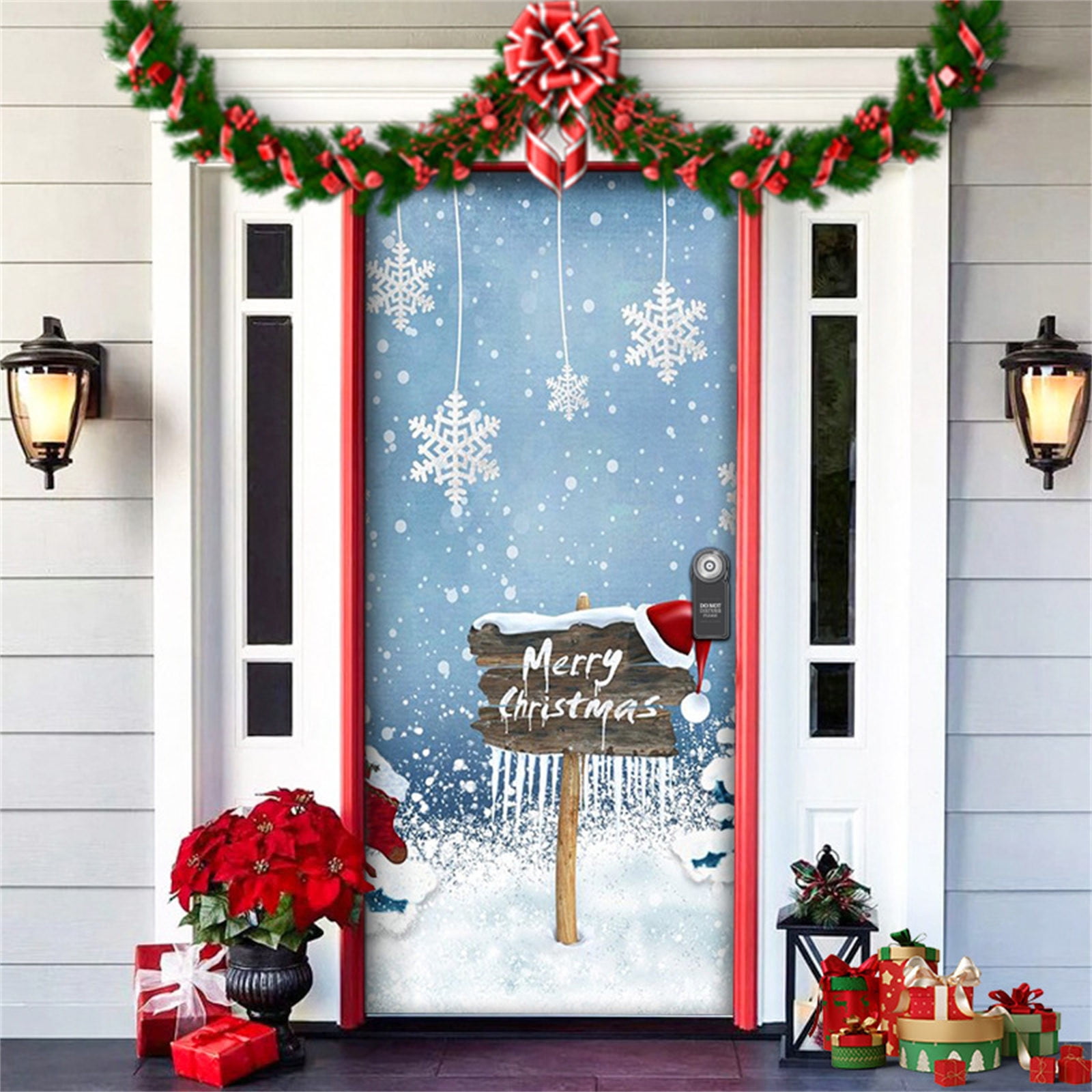 BOBOMOTI Christmas Door Cover Christmas Santa Claus Door Cover Xmas ...