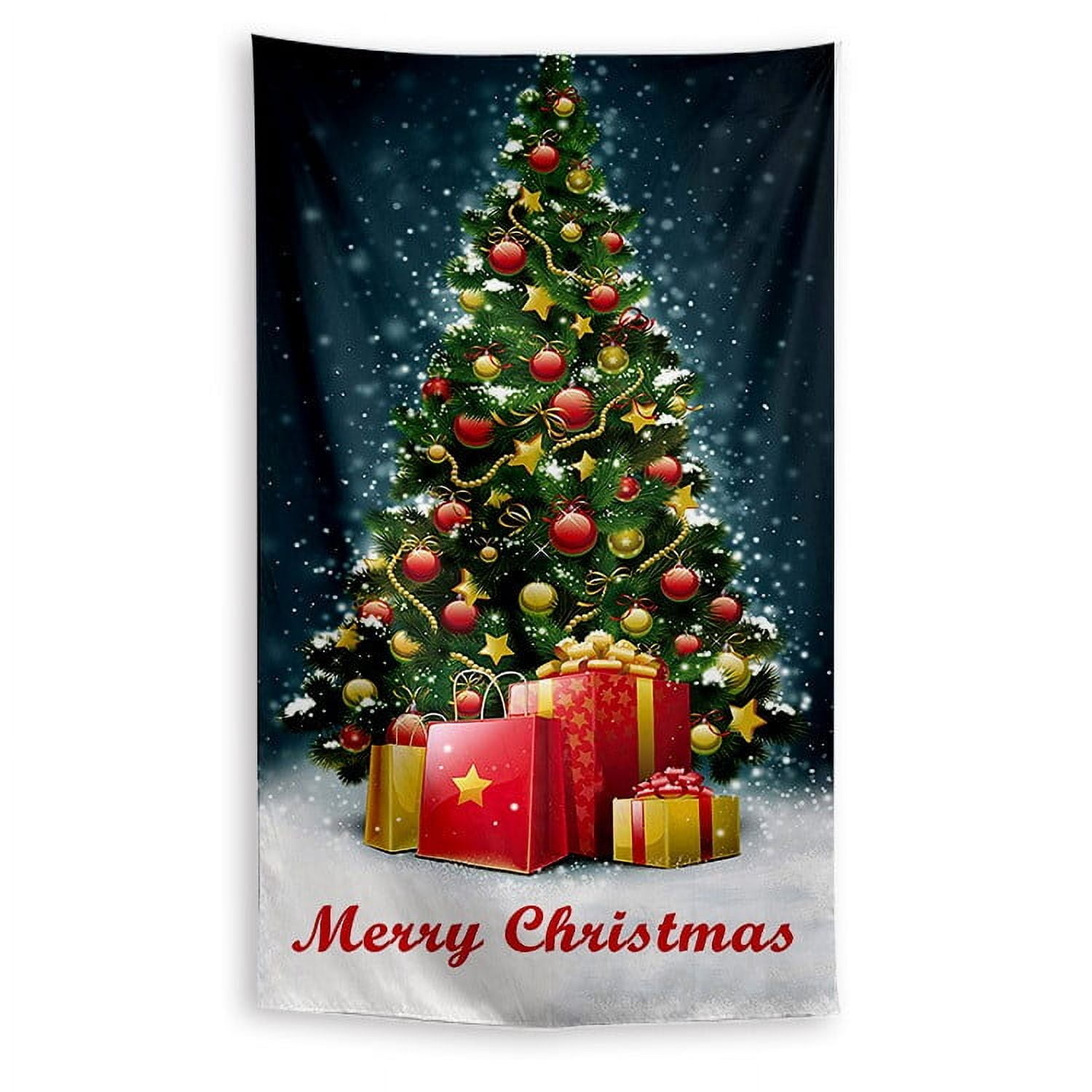BOBOMOTI Christmas Door Cover for Front Door Christmas Tree Door Cover ...