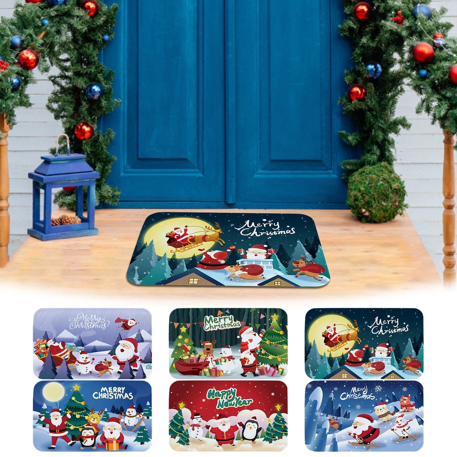 BOBOMOTI Clearance! Christmas Doormat Christmas Winter Welcome Door ...