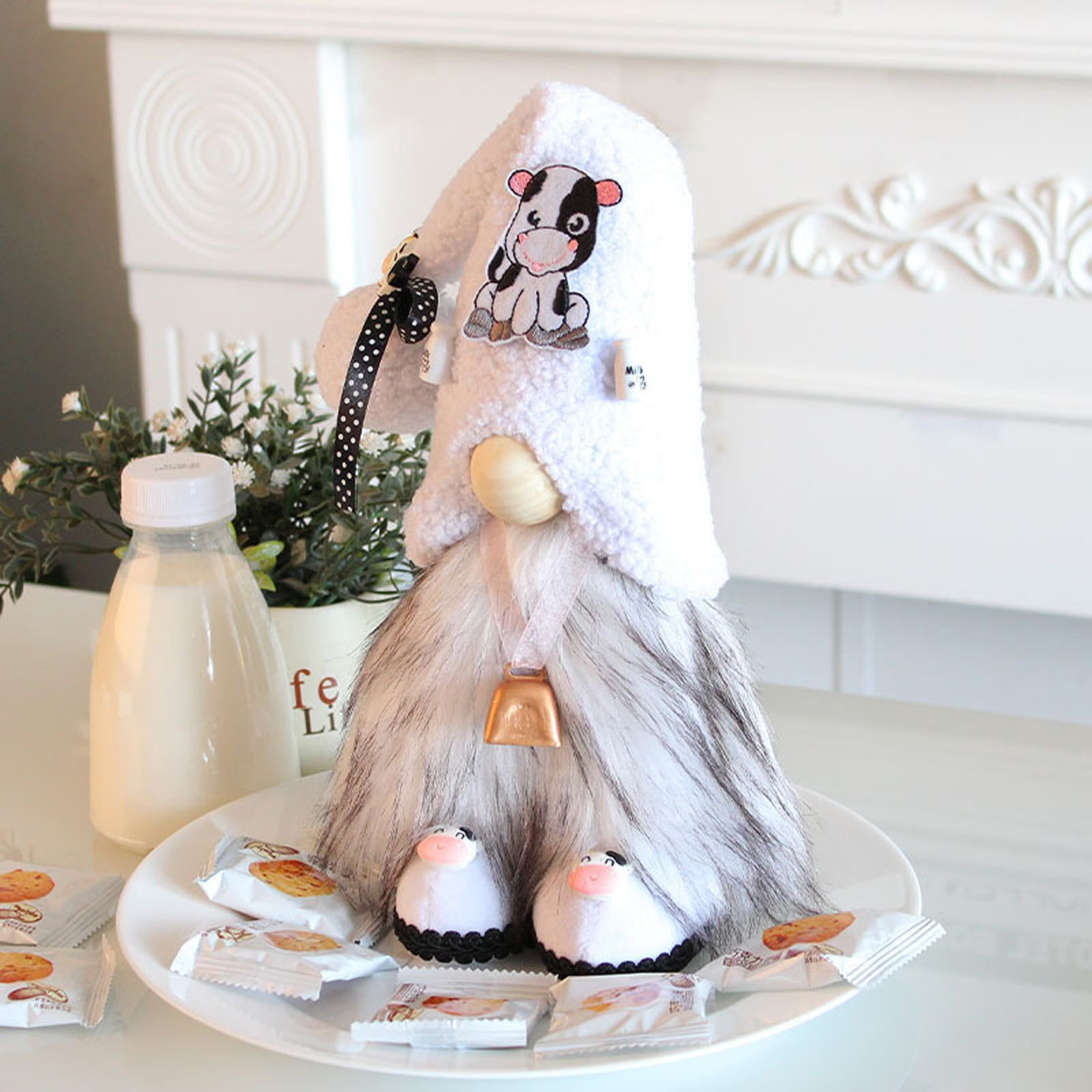 BOBOMOTI Doll for Kids Christmas Cow Faceless Doll Ornament Standing ...