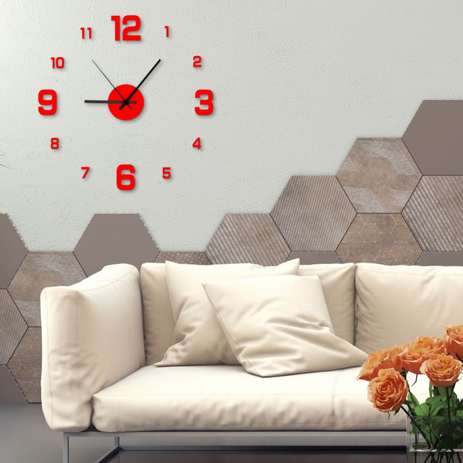 BOBOMOTI Frameless DIY Wall Clock Large DIY Wall Silent Clock 3D Mirror ...