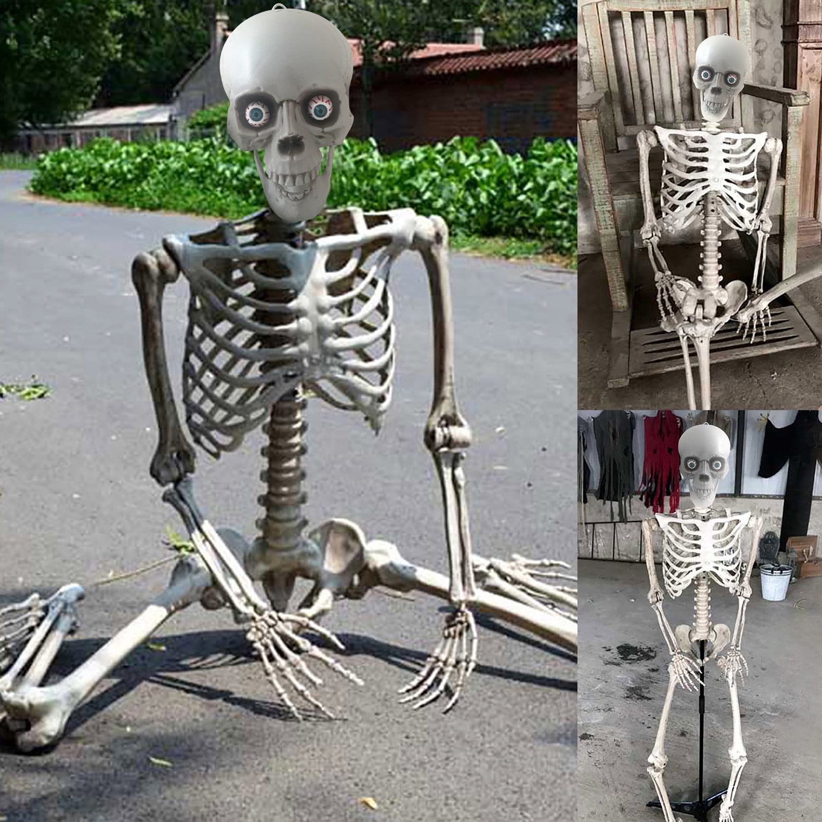 Bobomoti 70cm Halloween Skeleton Decoration, Life Size Posable Skeleton ...