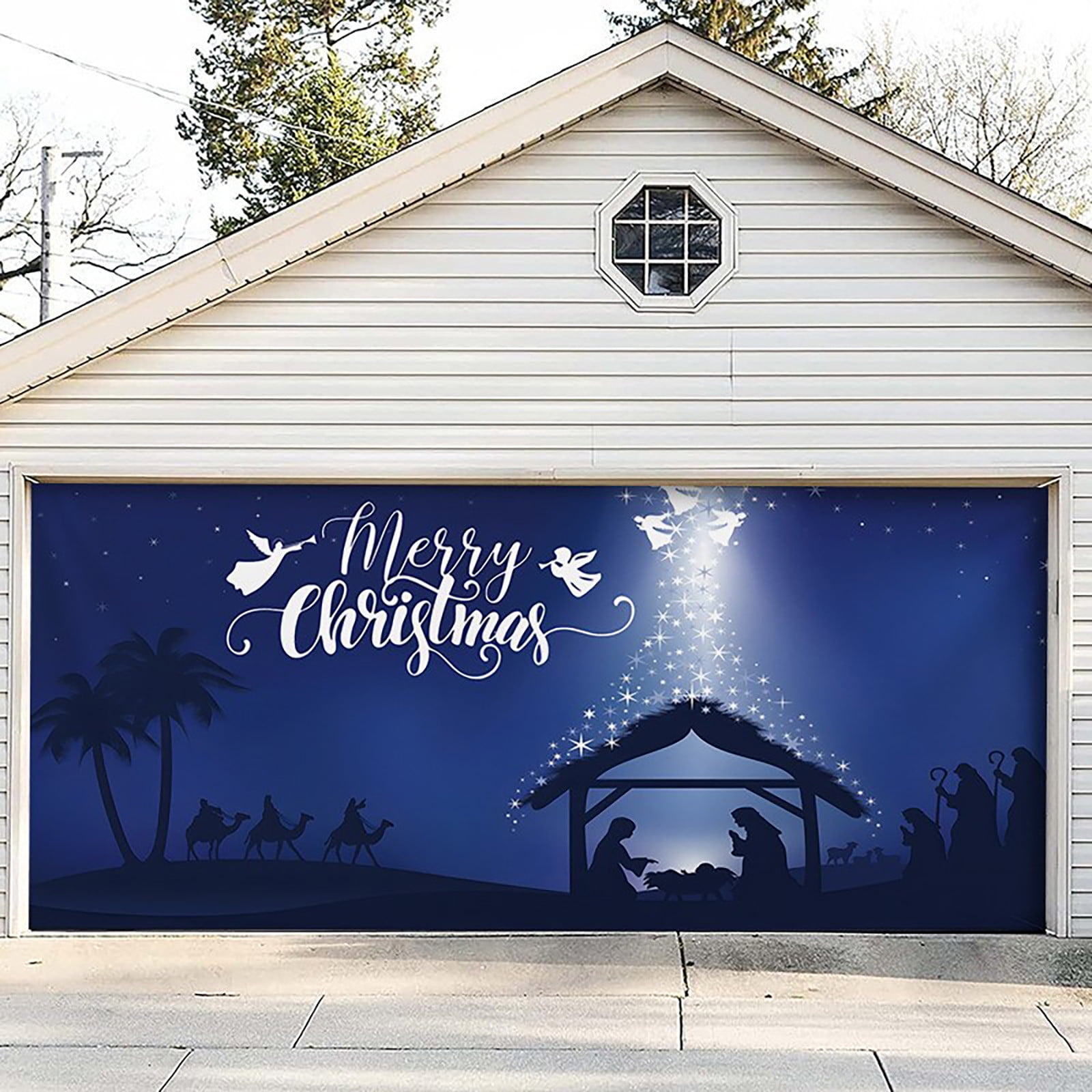 BOBOMOTI Nativity Garage Door Cover Christmas Garage Door Banner Cover ...