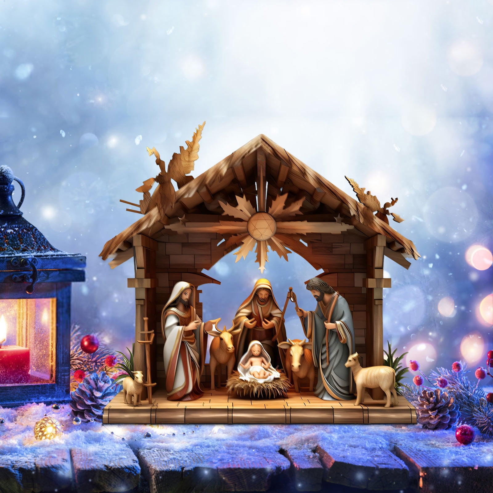 BOBOMOTI Outdoor Nativity Scene Stakes Decorations Acrylic Christmas ...