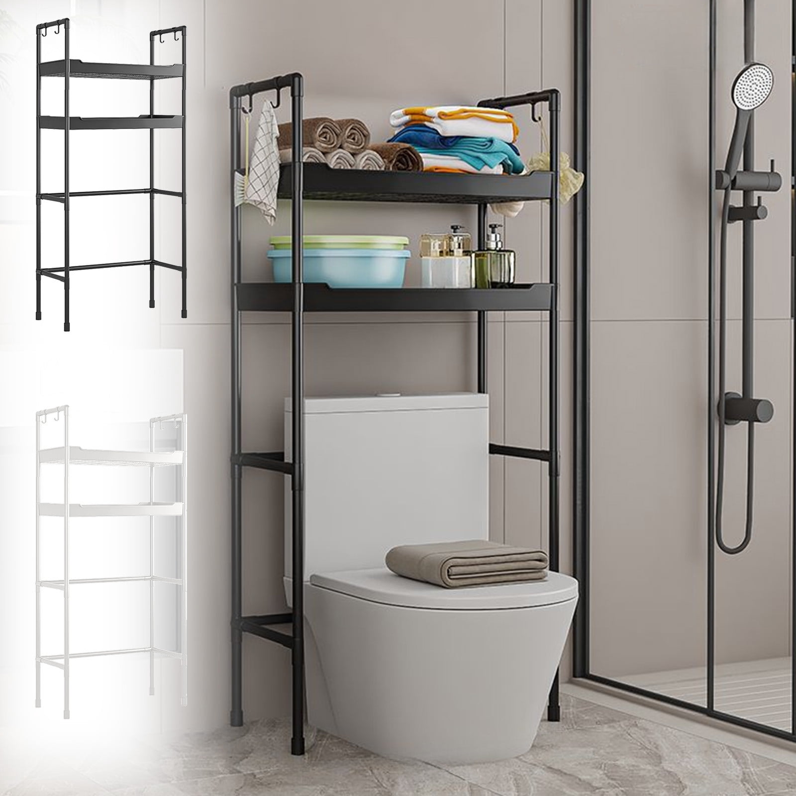 BOBOMOTI Over the Toilet Storage Shelf 2-Tier Space Saver Bathroom ...