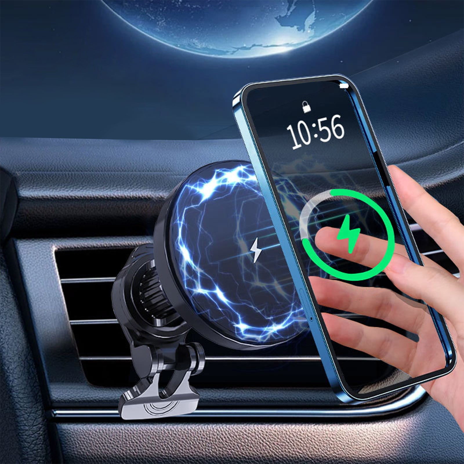 BOBOMOTI Phone Stands Holder Magnetic Car Wireless Charger 15W Fast ...