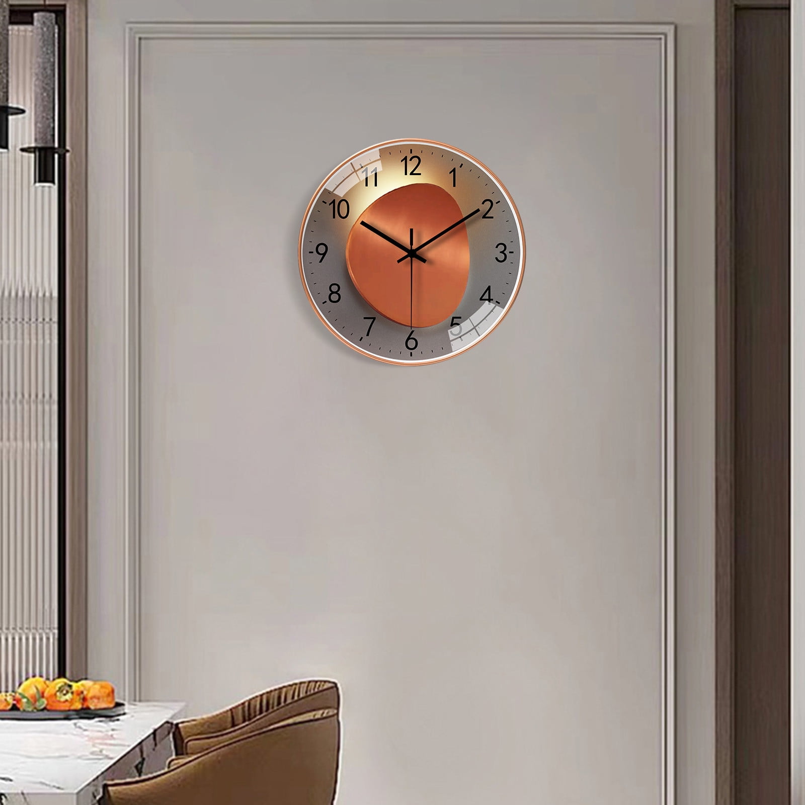 BOBOMOTI Round Wall Clock for Living Room Decor Silent Non-Ticking ...