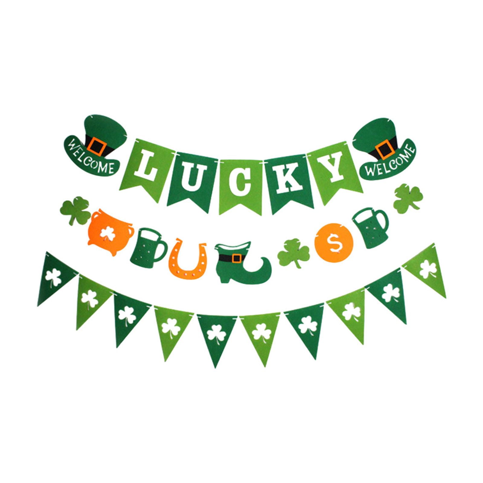 BOBOMOTI St Patricks Day Decorations 3Pcs Shamrock Clover Garland ...