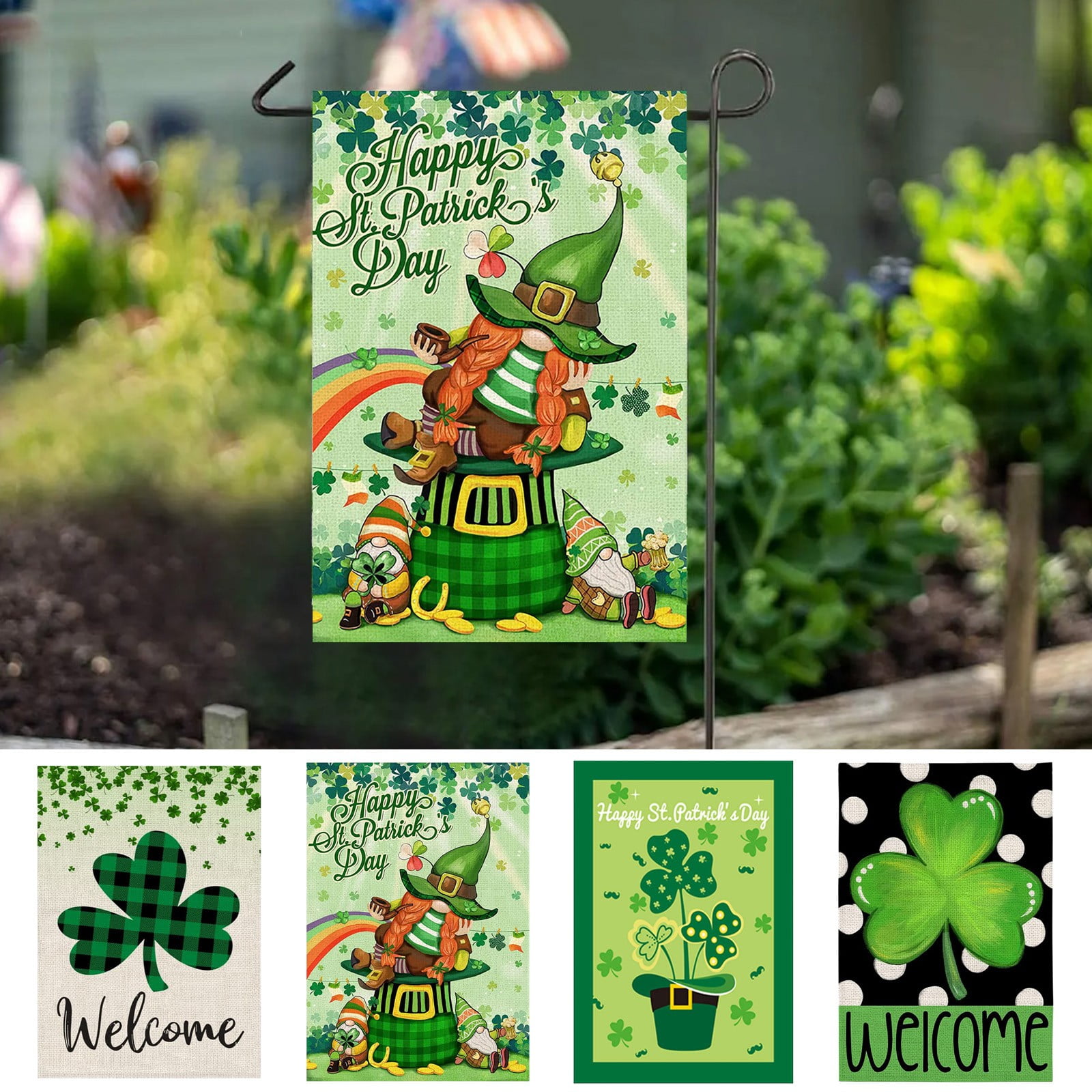 BOBOMOTI St Patricks Day Decorations Outdoor St Patrick's Garden Flags ...