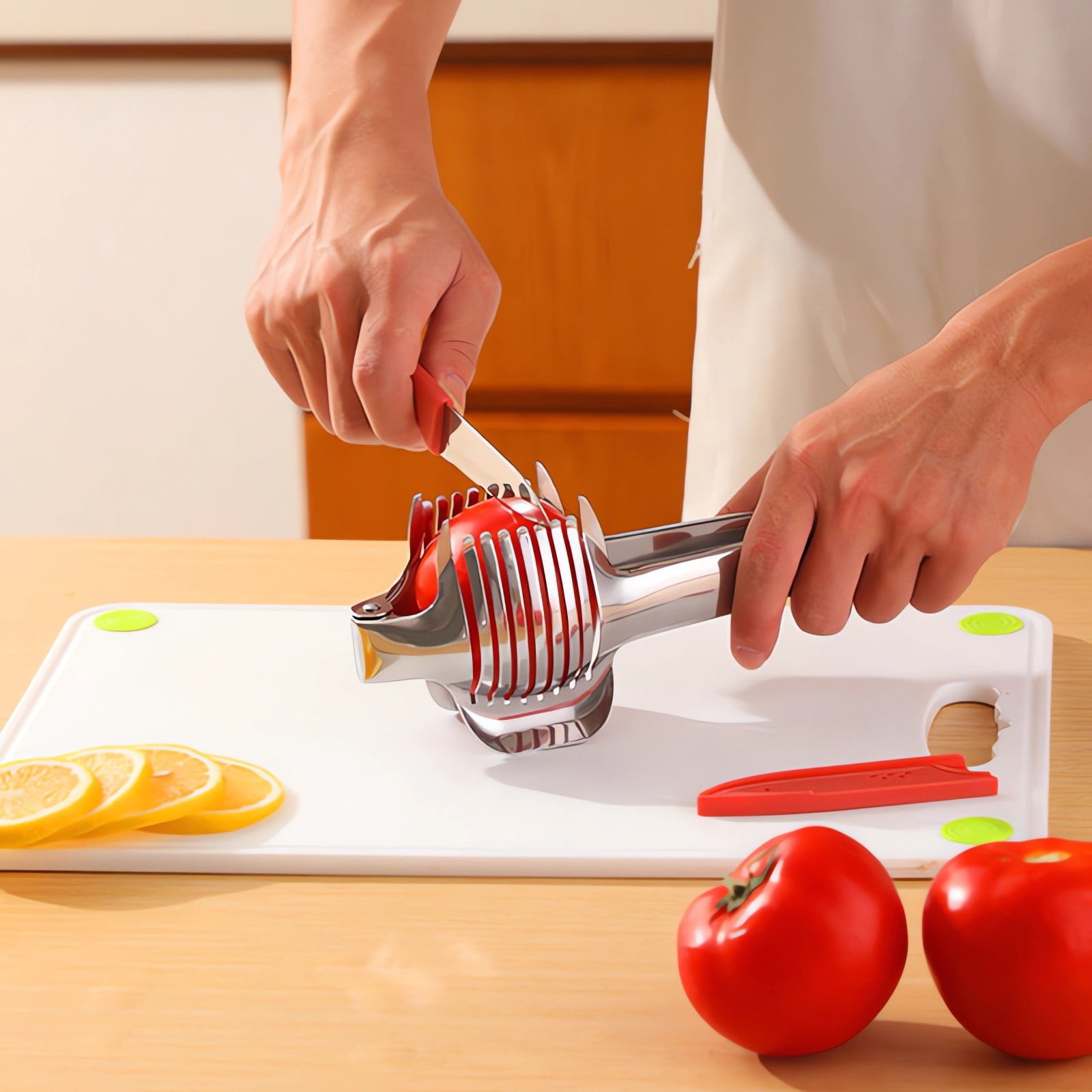BOBOMOTI Tomato Slicer Lemon Cutter Multipurpose Round Fruit Slicer ...