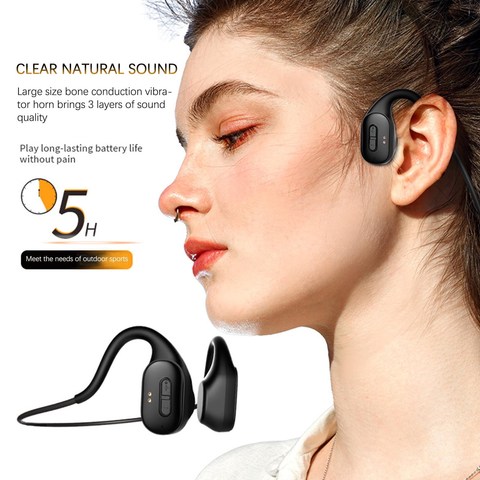 BOBOMTOI Earbuds Wireless Bluetooth Boned Conduction Headset Outdoor ...