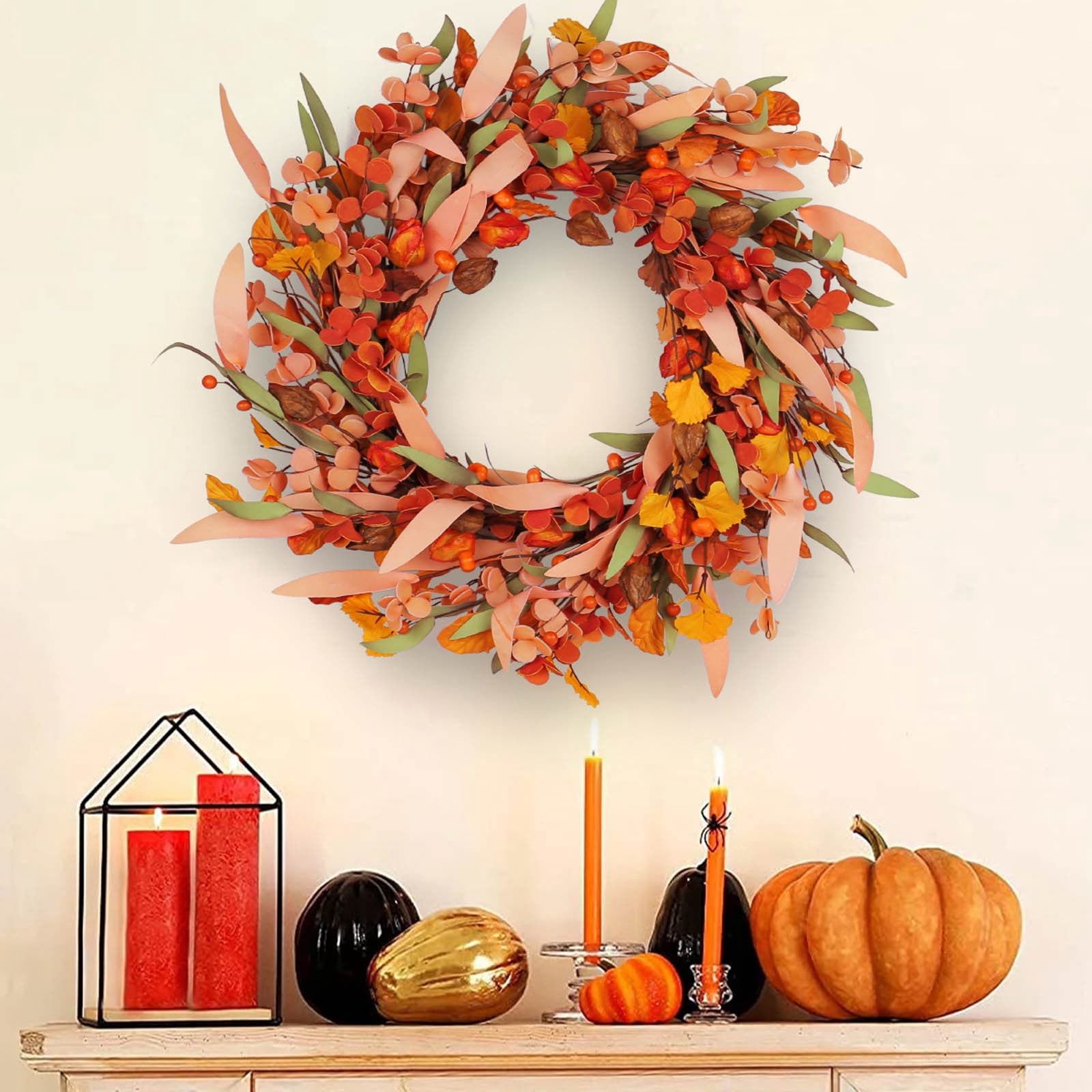 BOBOMTOI Wreath for Front Doot Clearance Fall Wreath 20’’ Front Door ...