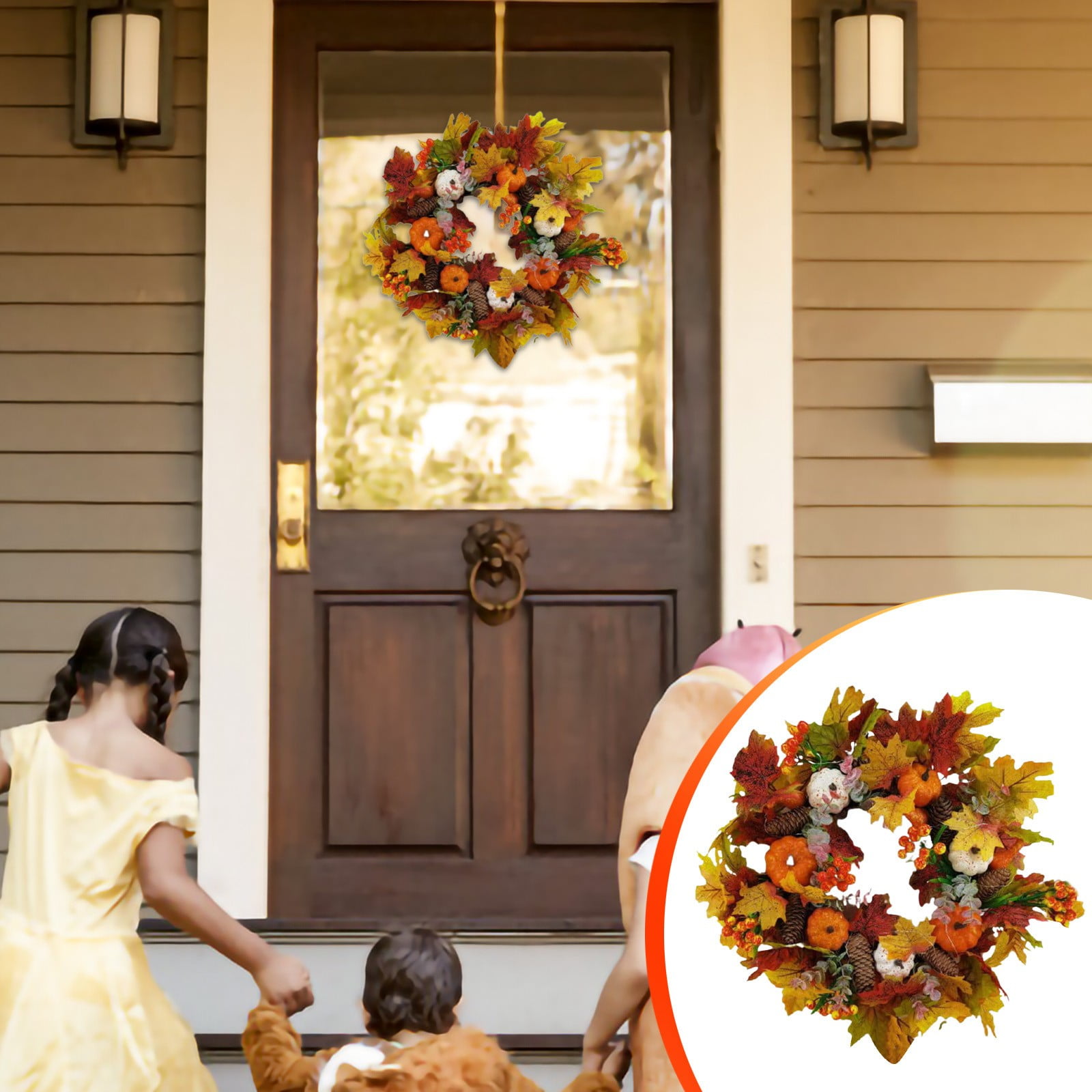 BOBOMTOI Wreath On Clearance Maple Wreath Festival Wreath Door Hanging ...