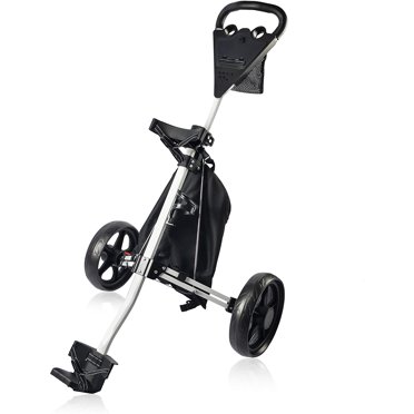 Foldable 3 Wheel Push Pull Golf Club Cart Trolley w/Seat Scoreboard Bag ...