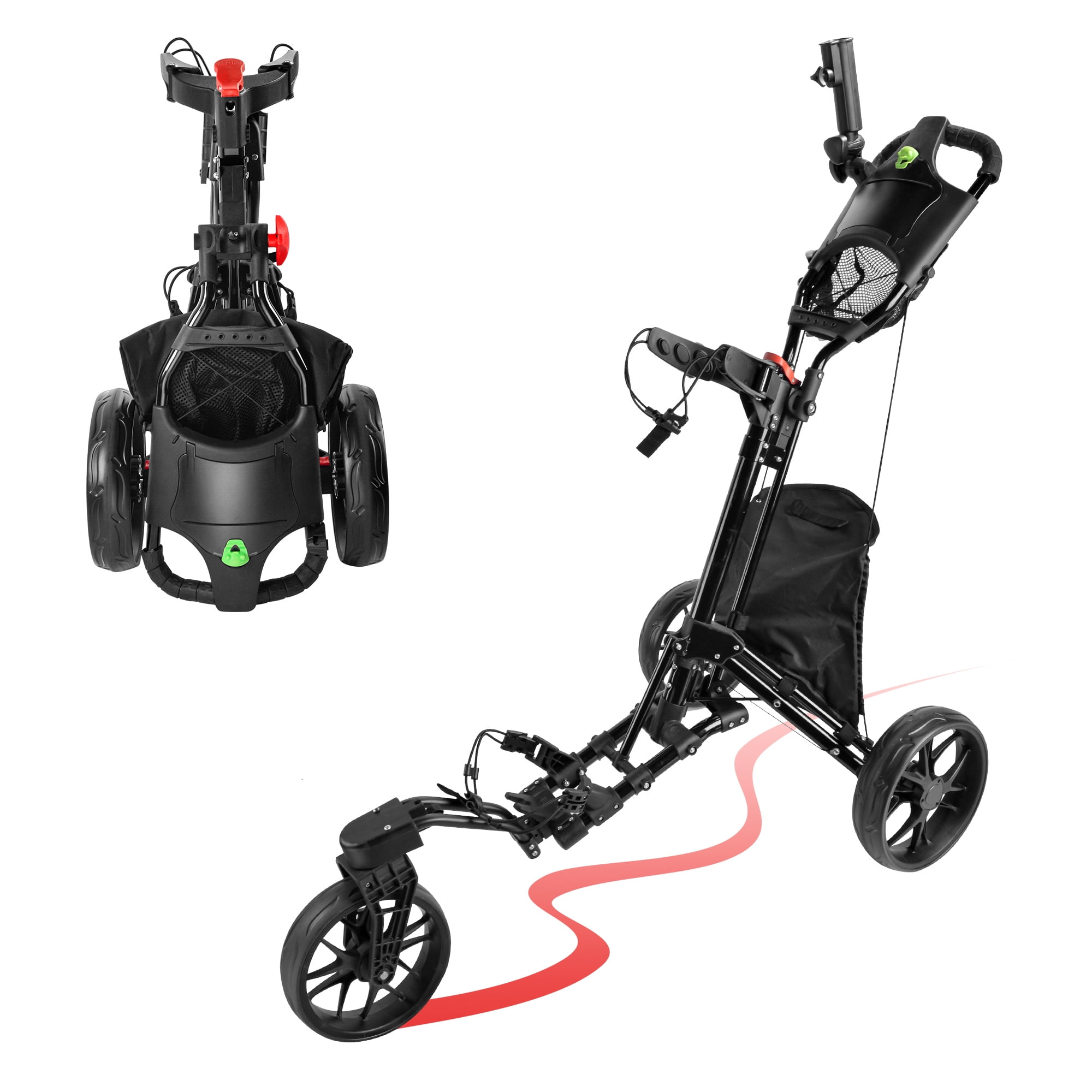 BOBOPRO Universal Wheel Golf Push Cart with Footbrake, Bottle Holder ...