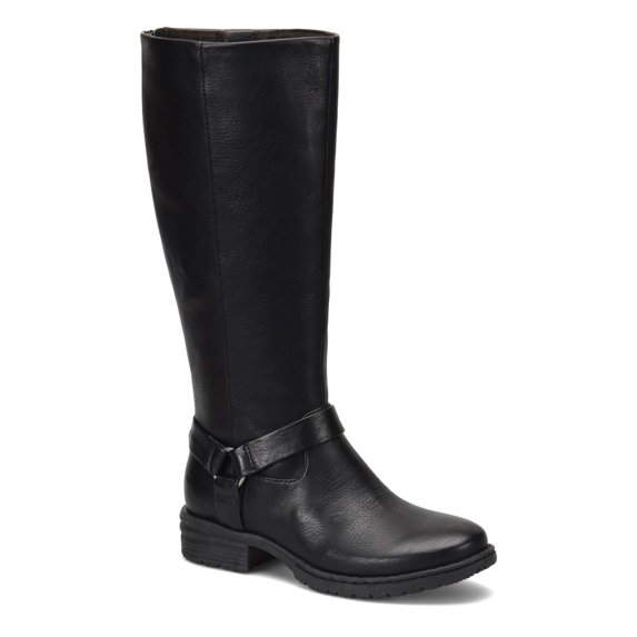 BOC Womens Black Cushioned Chesney Round Toe Stacked Heel Zip-Up Riding ...