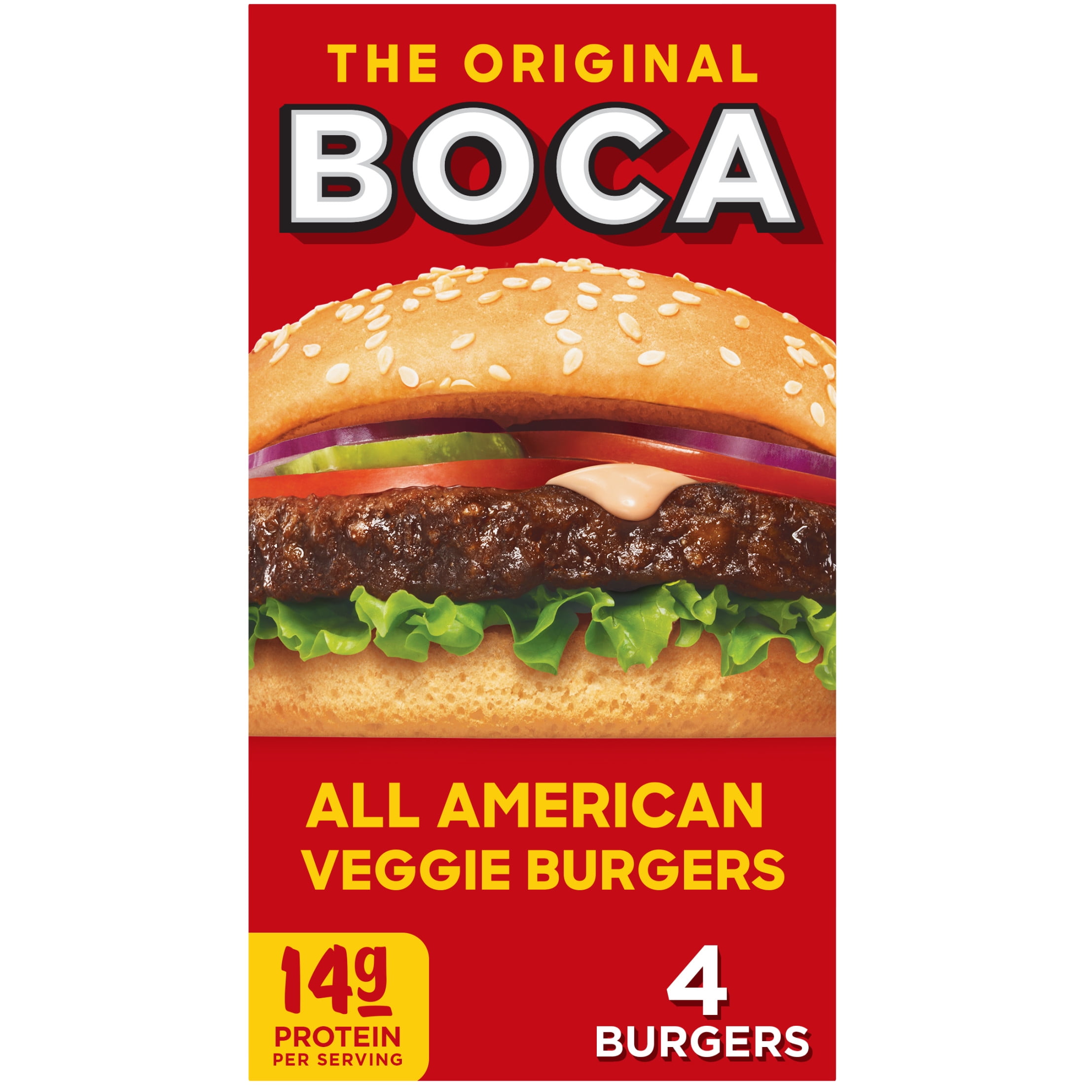 Boca All American Veggie Burgers, 4 Count Frozen Meatless Patties with ...