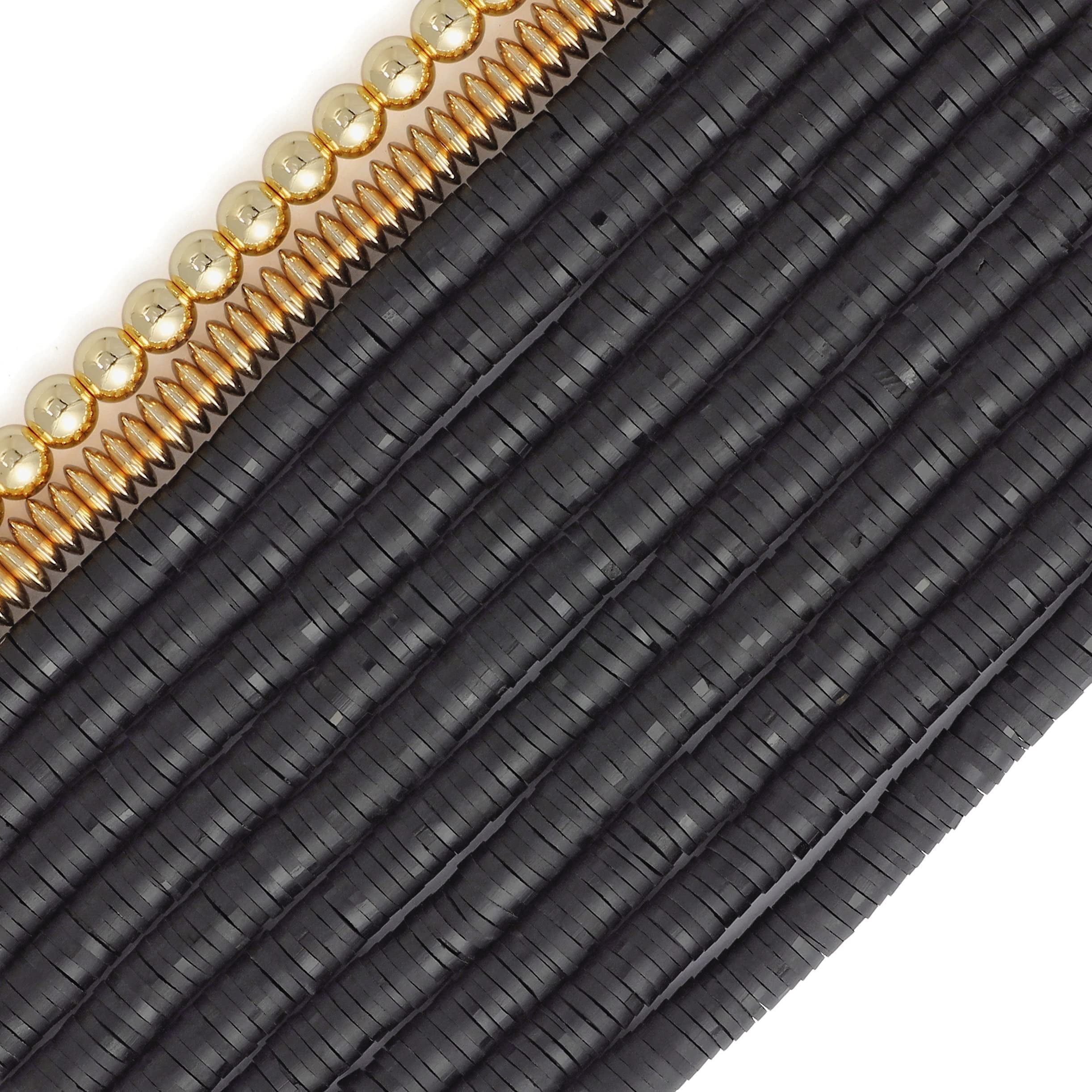 BOCAR 10 Strands Polymer Clay Heishi Beads Kit with 2 Strands Alloy ...