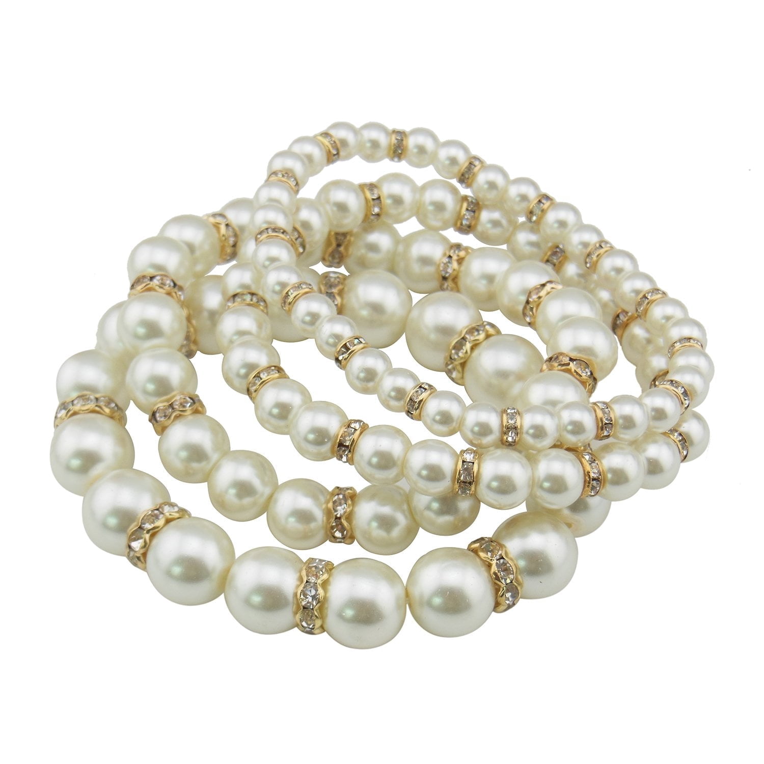 BOCAR 4pcs Set Imitation Pearl Bracelets Multi Layer Crystal - Walmart.com