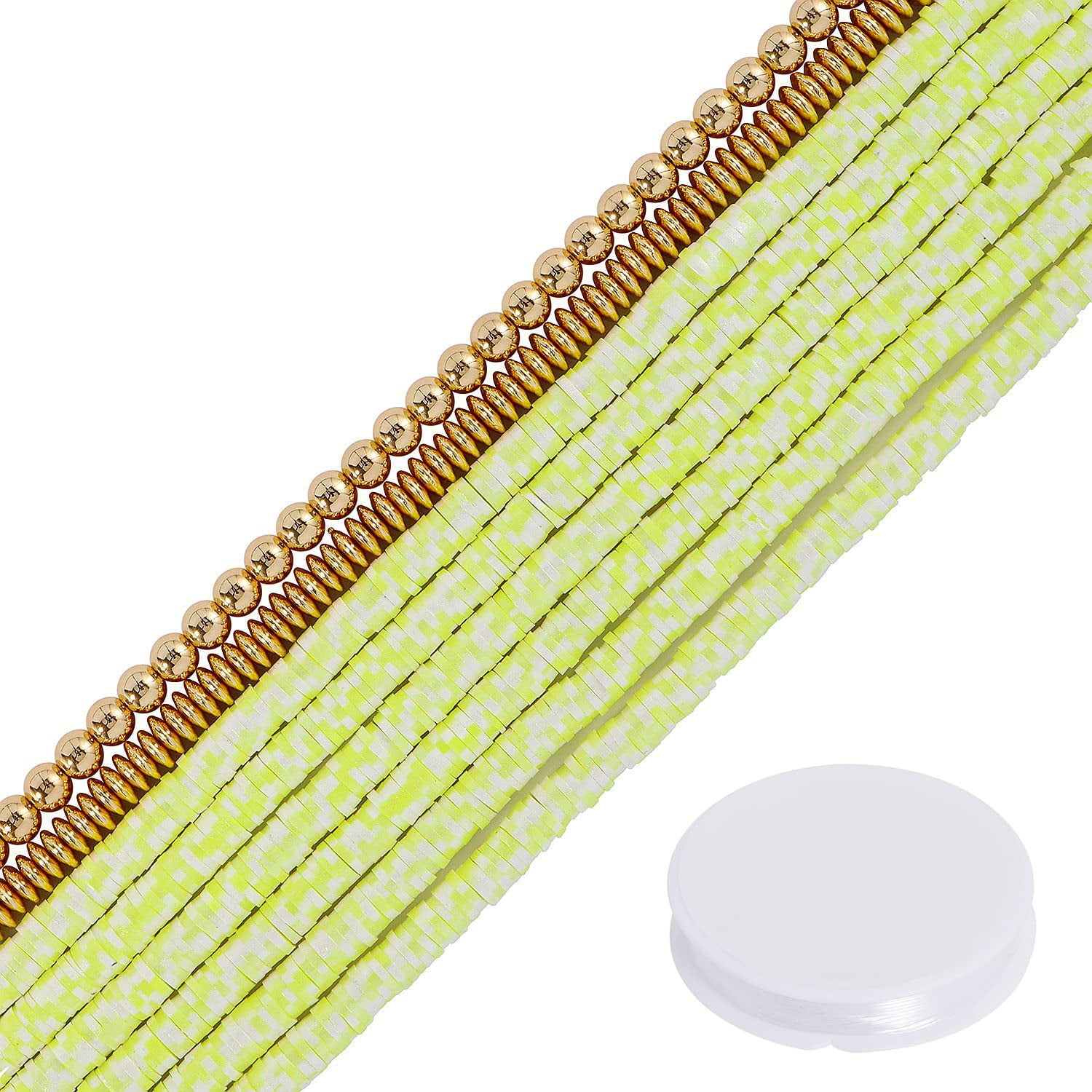 BOCAR 6mm 6 Strands Clay Beads Kit Vinyl Flat Handmade Polymer Clay ...