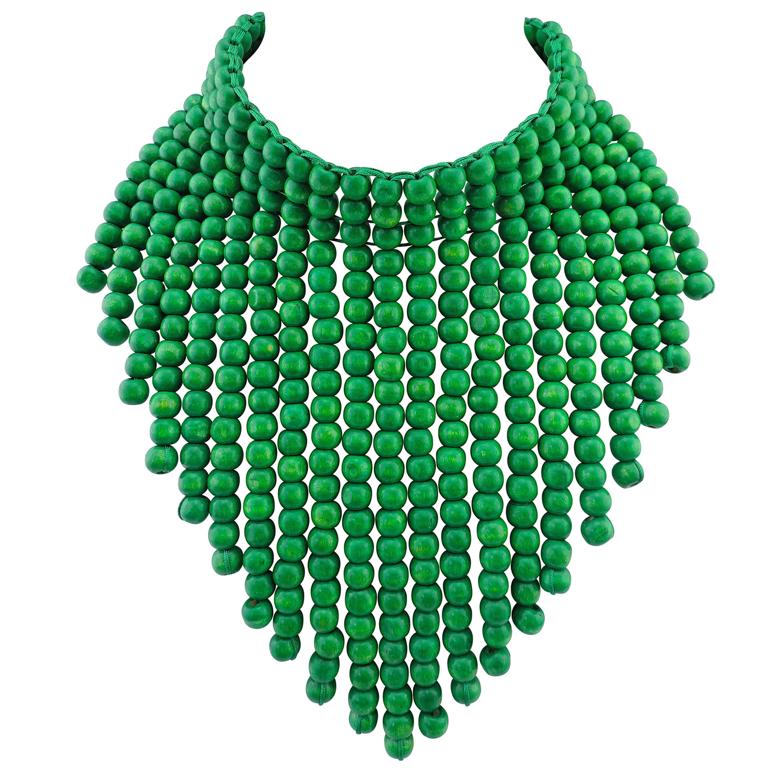 BOCAR Boho African Wooden Beaded Bib Statement Necklace Strands Layered ...