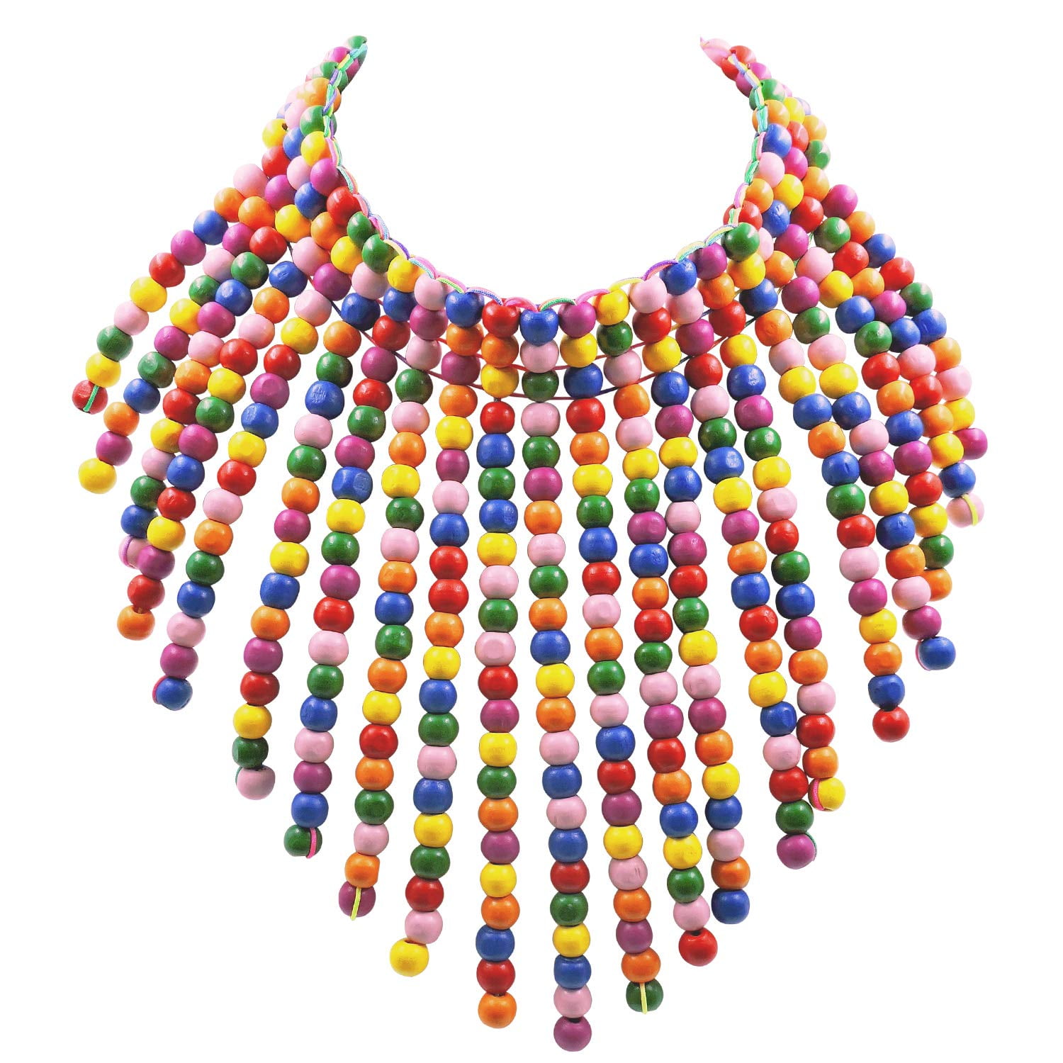 BOCAR Boho African Wooden Beaded Bib Statement Necklace Strands Layered ...