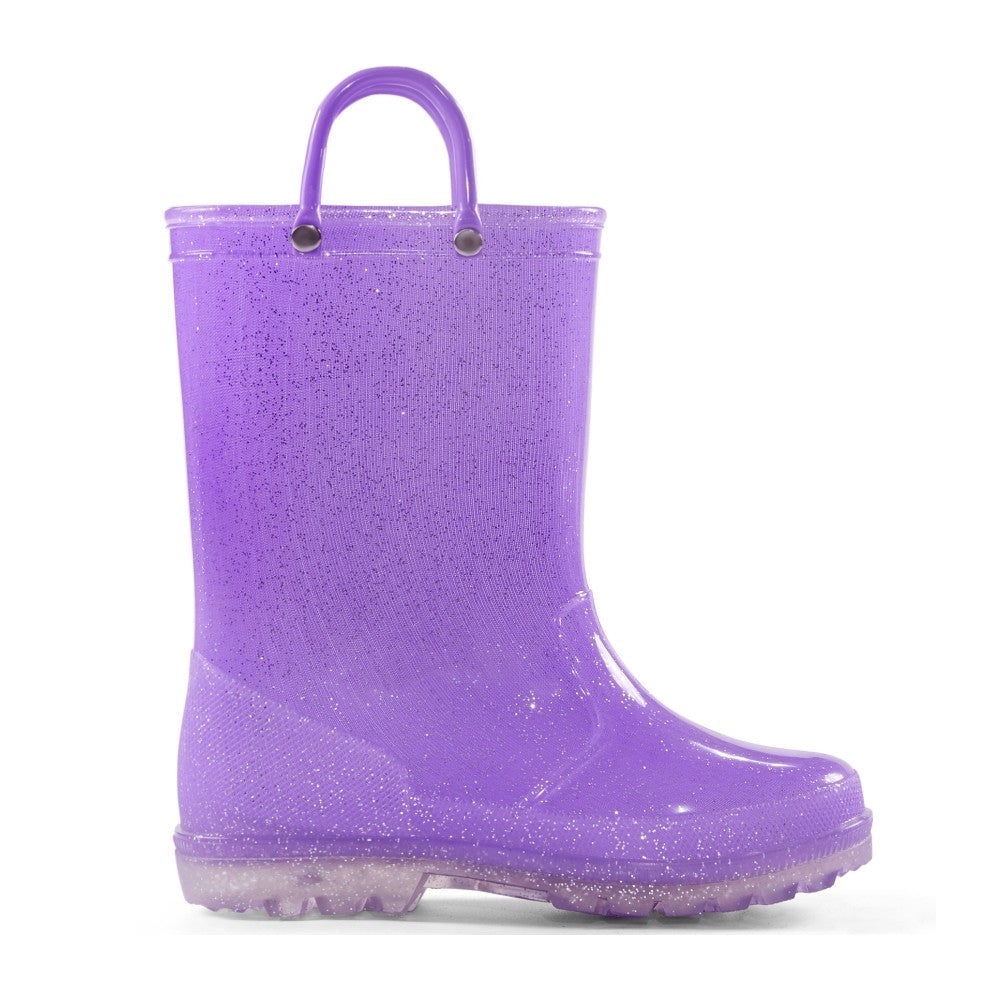 BOCCA Kids Waterproof Glitter Rain Boot, Easy Wear Handle, Purple, Size ...