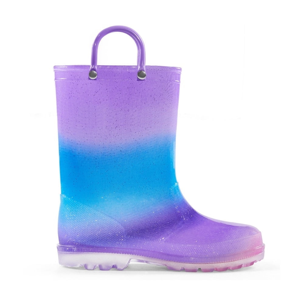 BOCCA Purple Glitter Rain Boots, Waterproof with Handle for Girls, Size ...