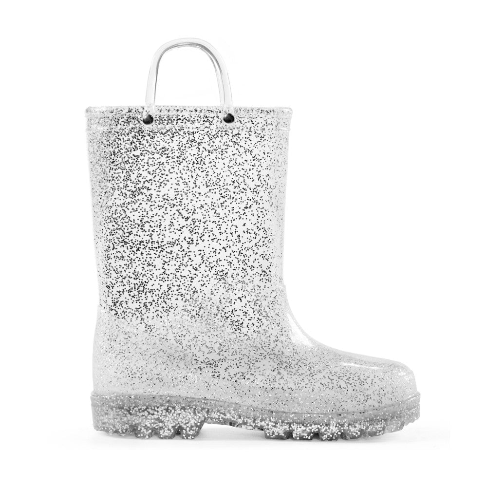 BOCCA Kids Waterproof Glitter Rain Boot, Silver, Easy-wear, Size 2 for ...