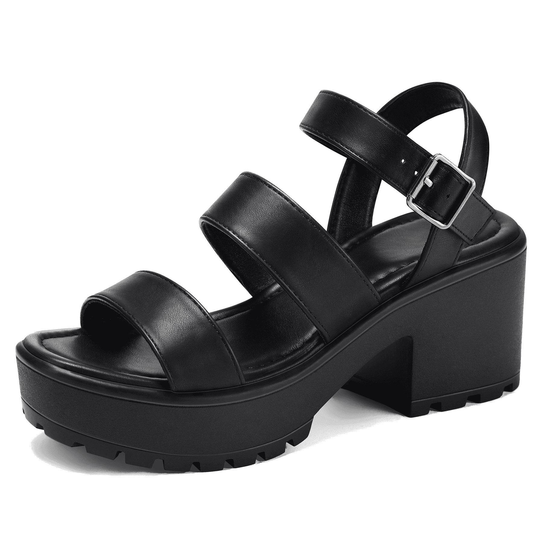 BOCCA Women's Chunky Platform Sandals Heel Slingback Buckle Strap Open ...