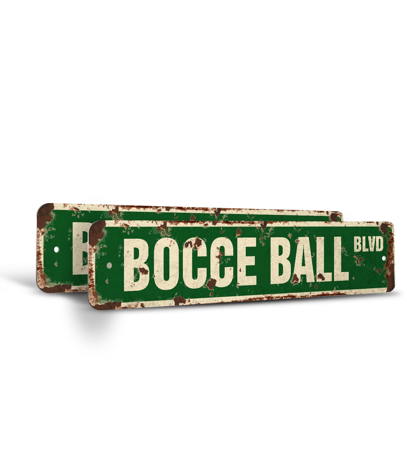 BOCCE BALL Vintage Style Rustic Street Sign – (2 Pack) Set Balls Italy ...