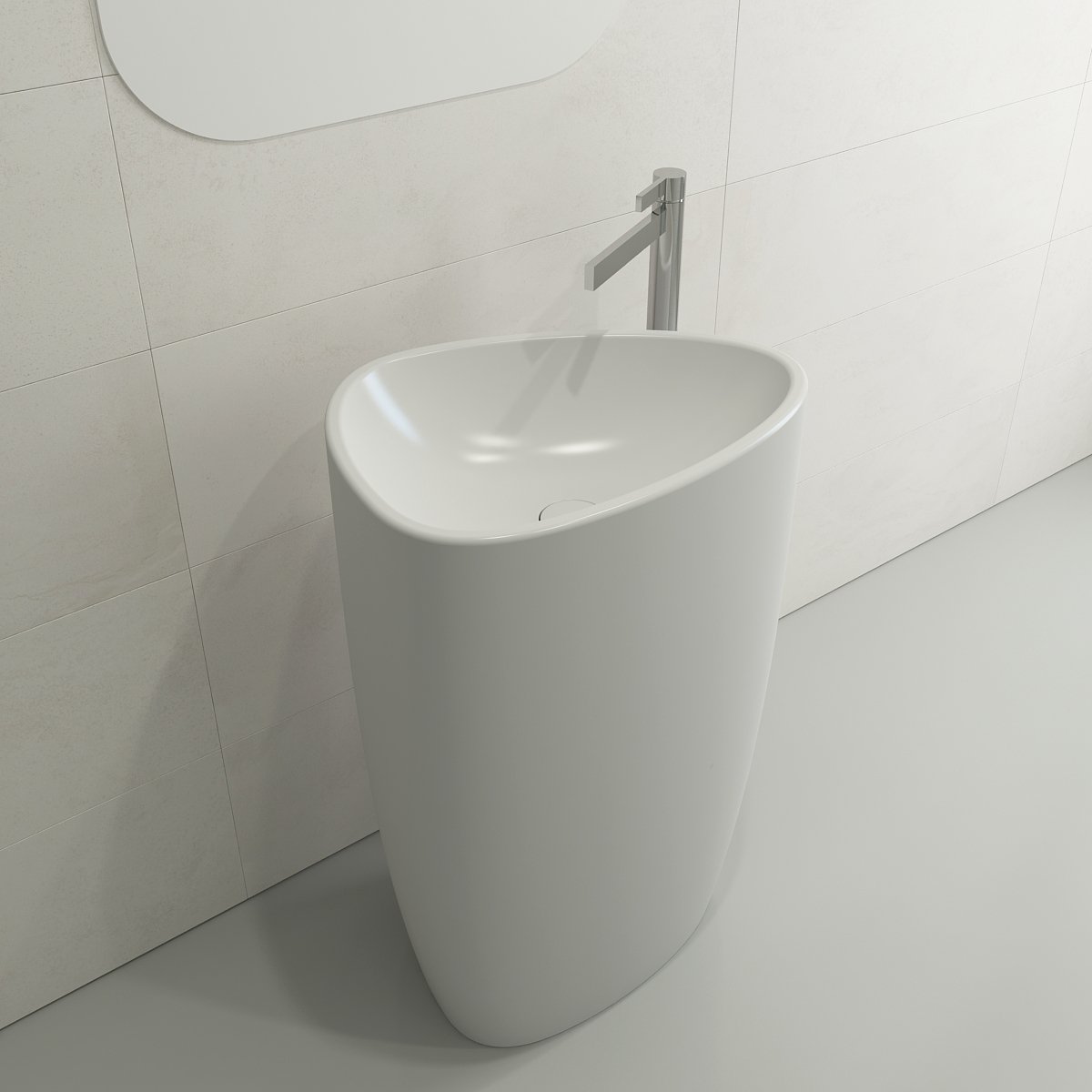 BOCCHI 1075-002-0125 Etna Monoblock Fireclay Pedestal Sink Matte White ...