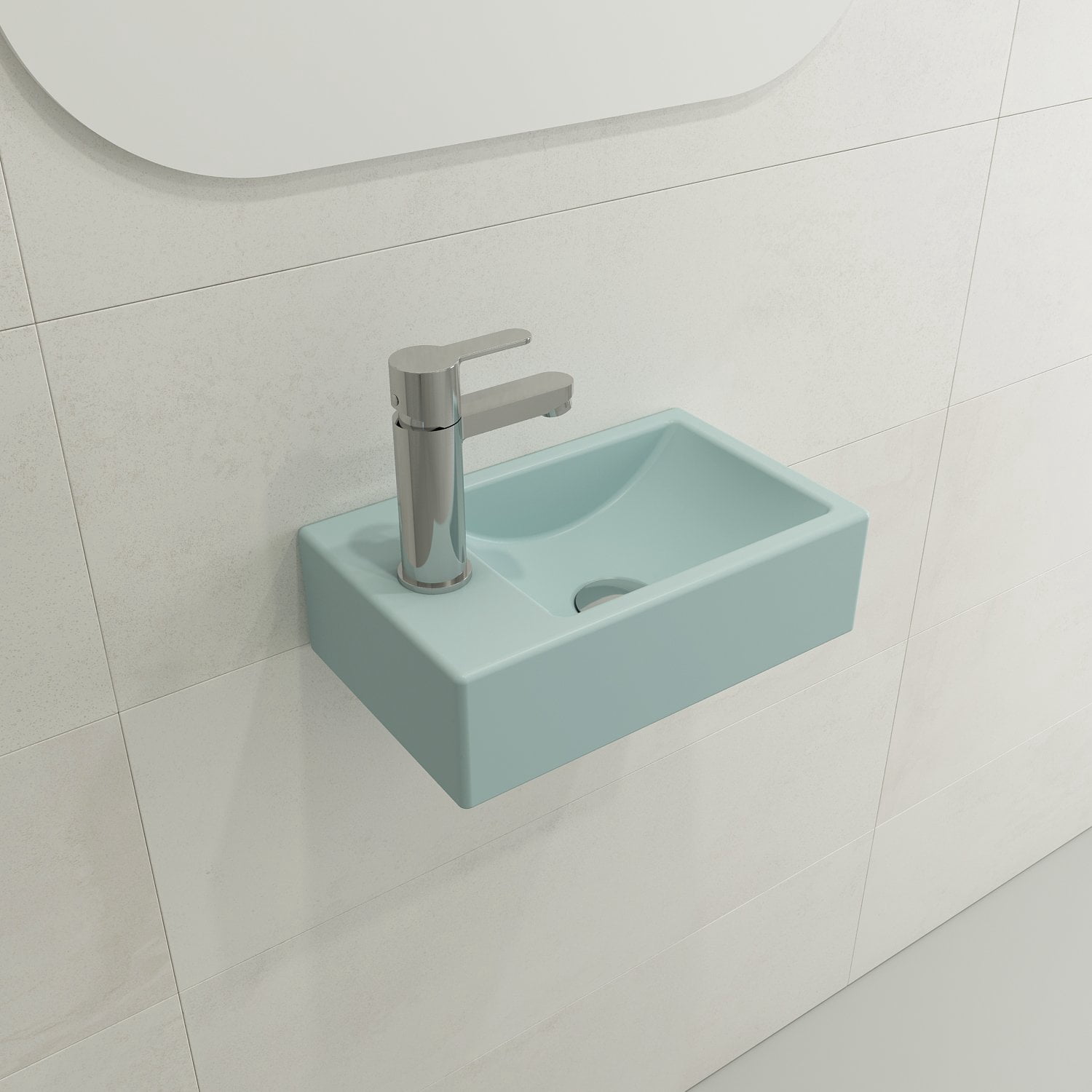 BOCCHI 1418-029-0126 Matte Ice Blue Fireclay Sink 1-hole Left Side ...