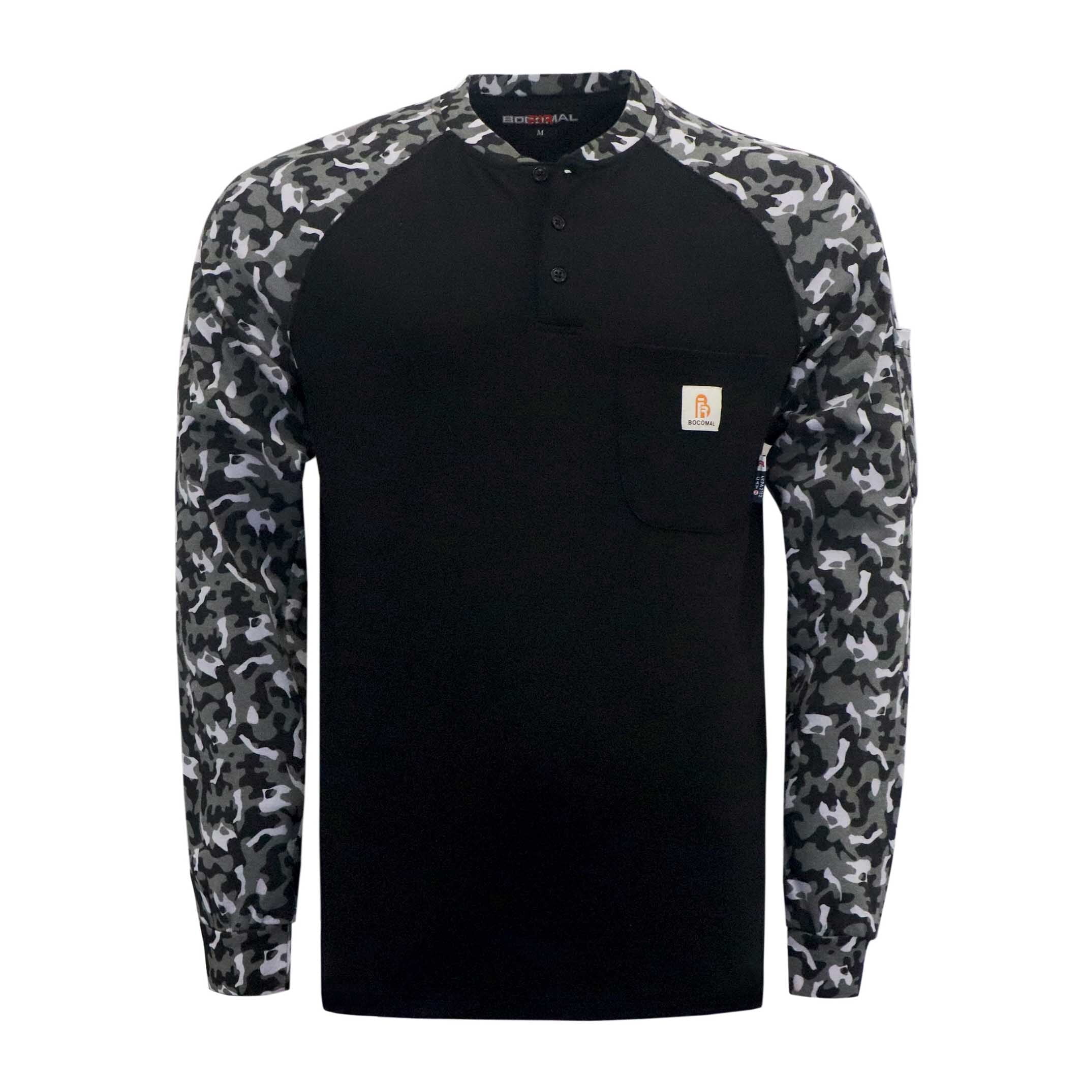 BOCOMAL FR Shirts Flame Resistant Henley Printed and Camo Two Tone 7oz ...