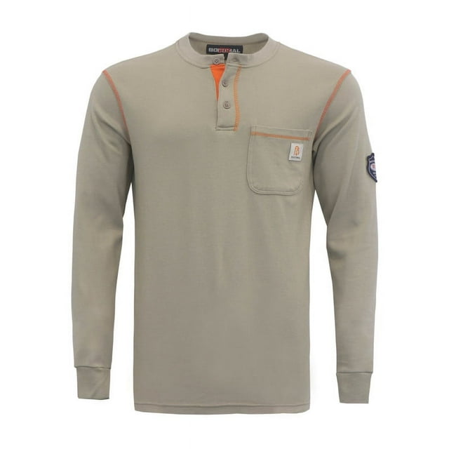 BOCOMAL Men's FR Shirts, Long Sleeve, Flame Resistant, NFPA2112/CAT2 ...