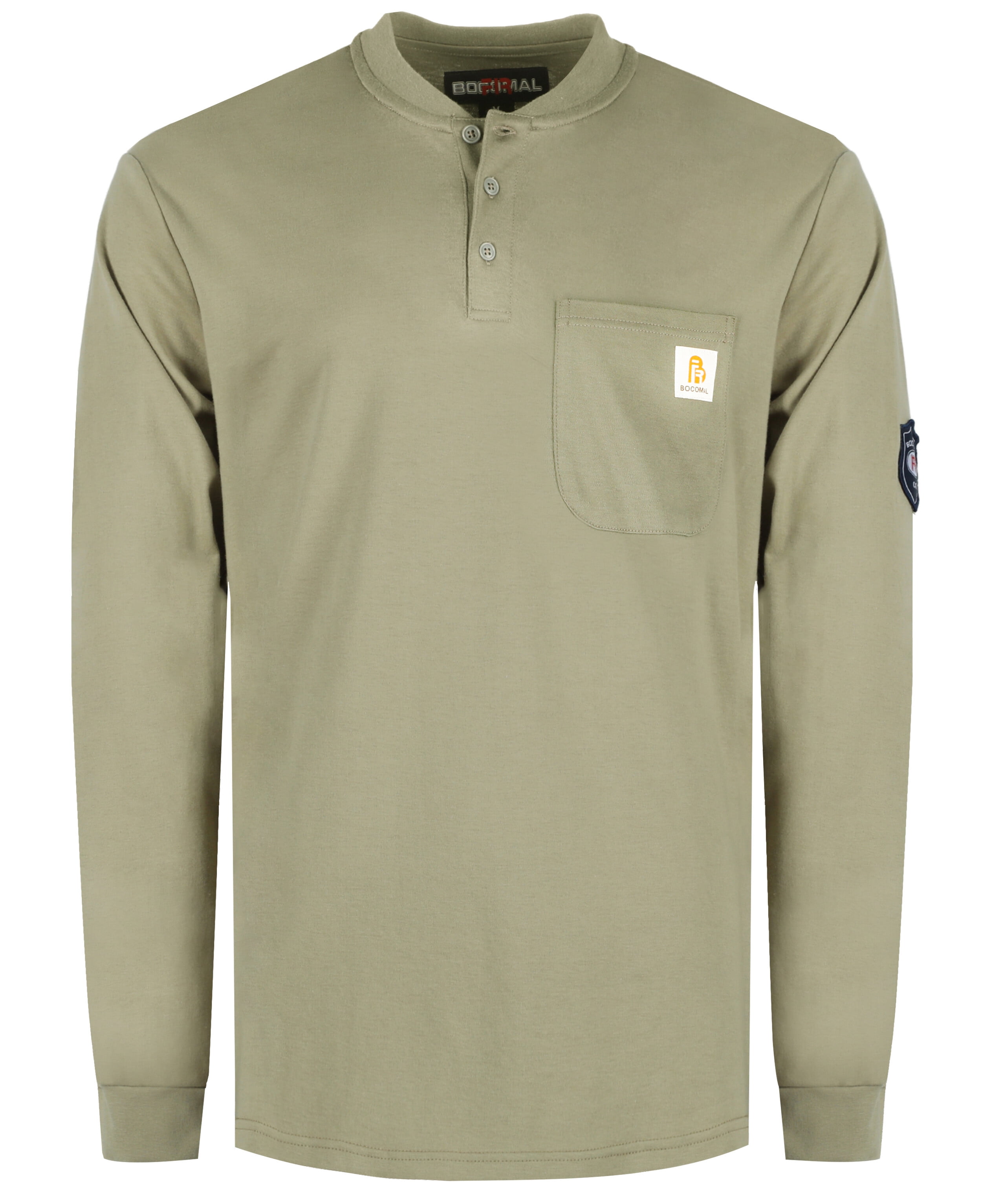 BOCOMAL FR Henley Shirts for Men Flame Resistant,5.5oz 100% Cotton ...