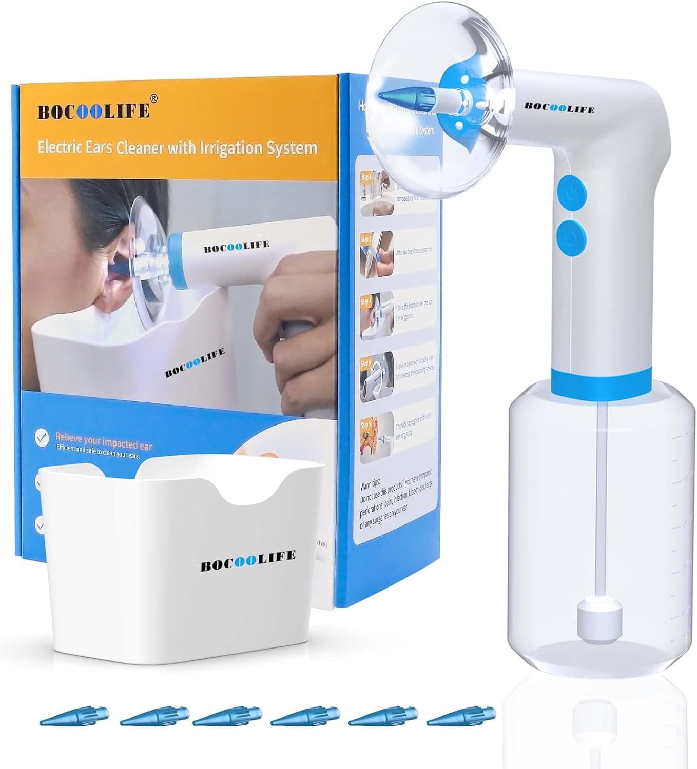 BOCOOLIFE Ear Wax Removal Kit, Electric Ears Cleaner with Light Ear ...