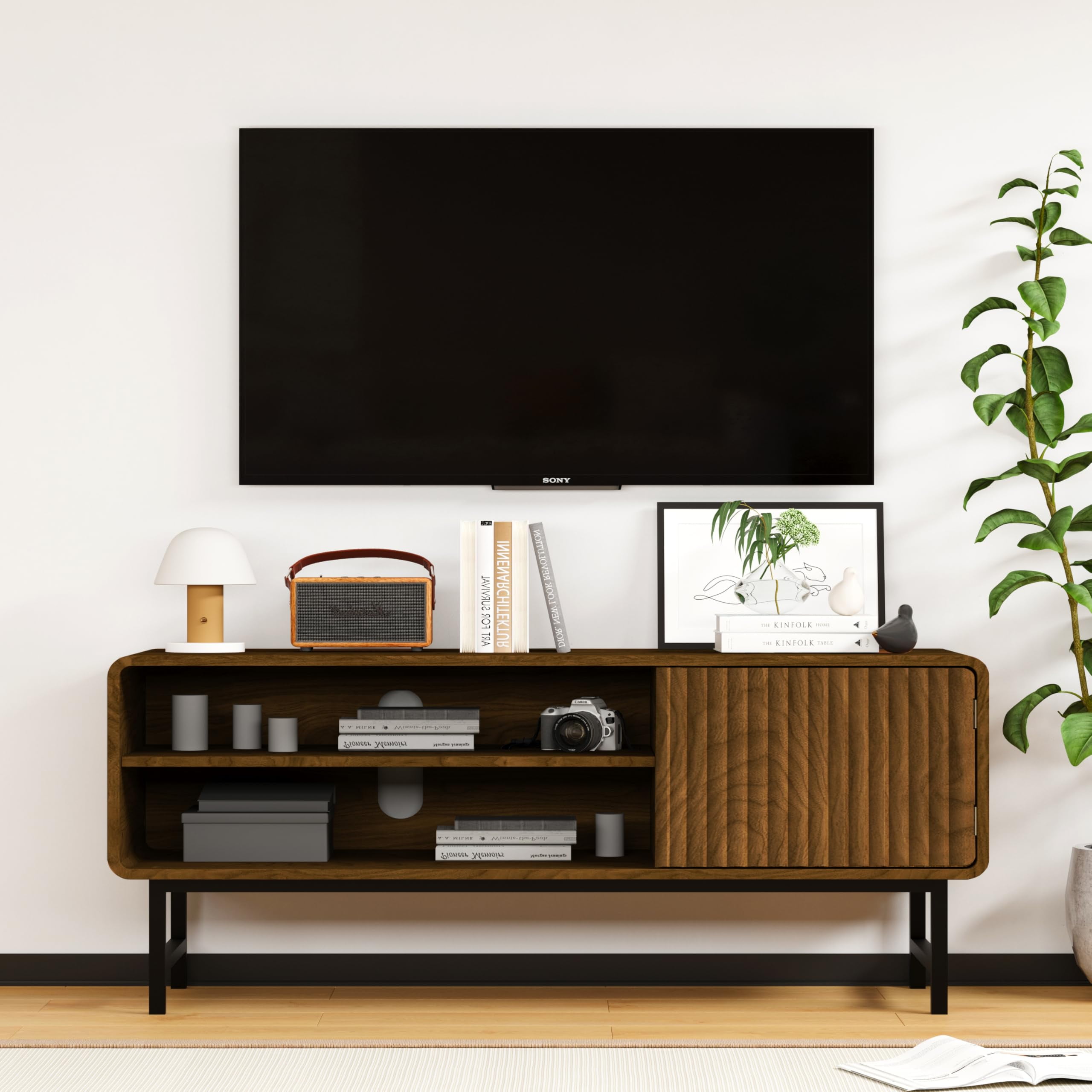 BOCVKENN TV Stand, Mid-Century Modern Television Stand for 43/50" TV ...