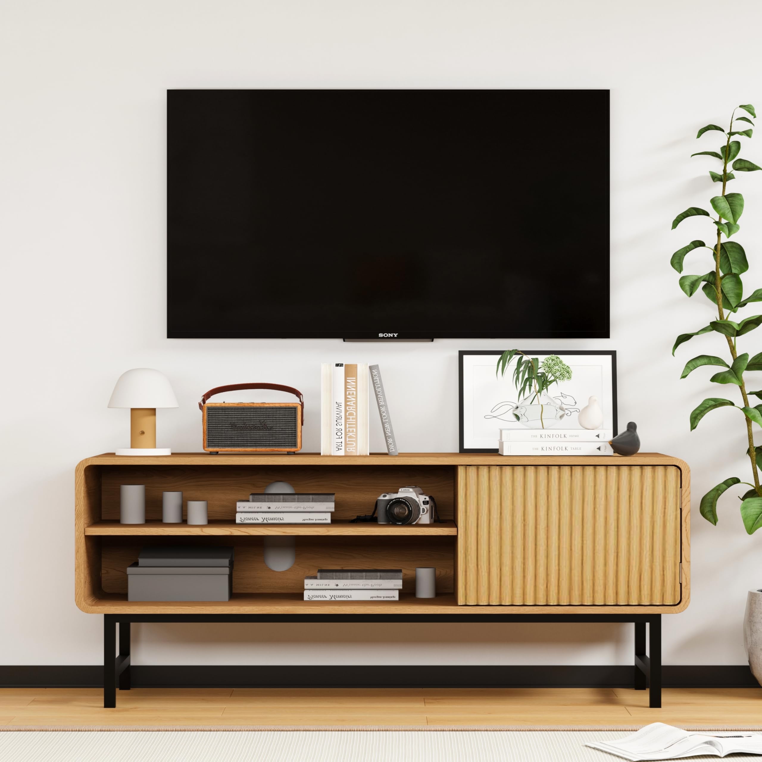 BOCVKENN TV Stand, Mid-Century Modern Television Stand for 43/50" TV ...