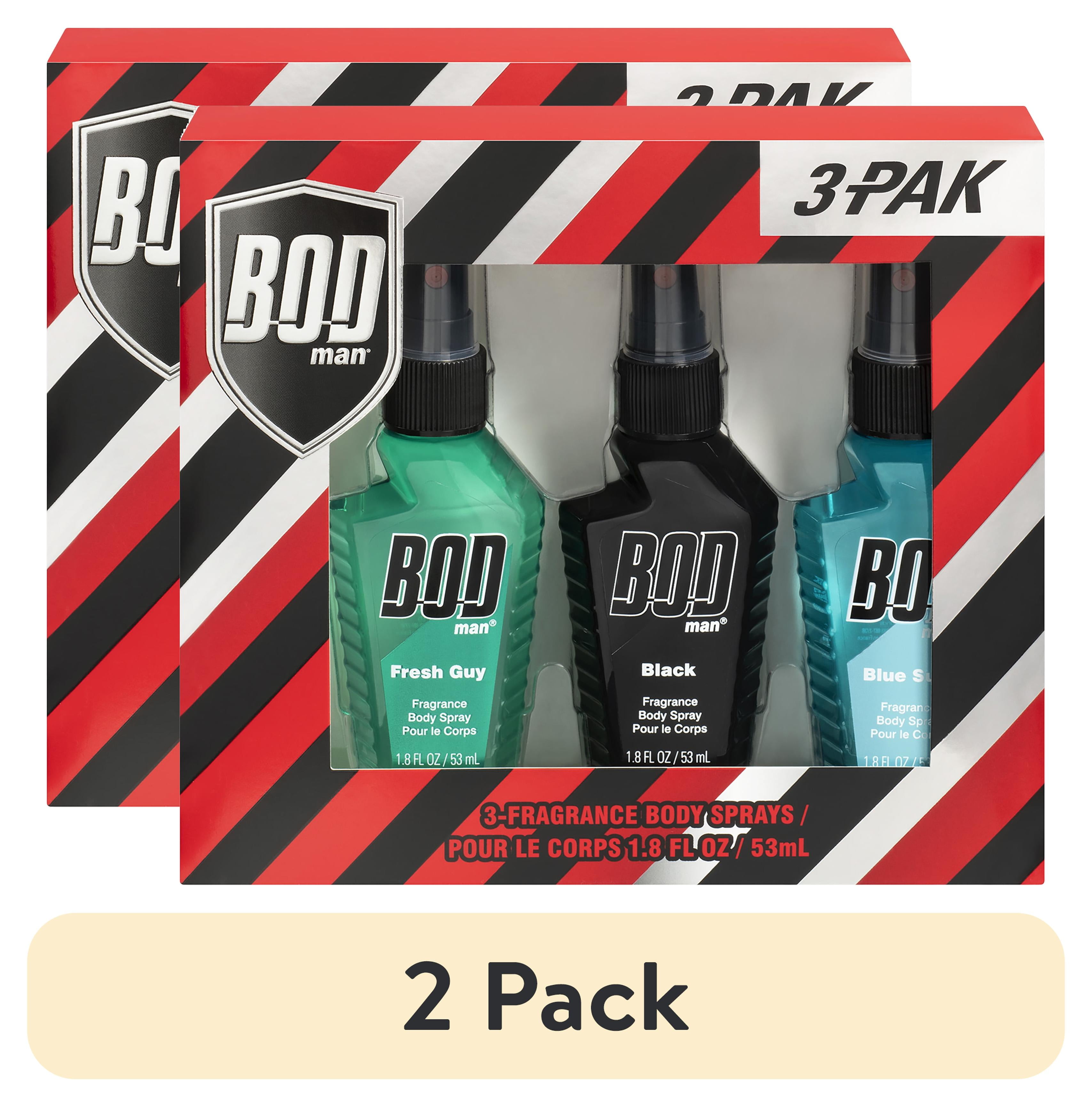 (2 pack) BOD Man Body Spray Gift Set, Black, Fresh Guy, Blue Surf, 3 ...