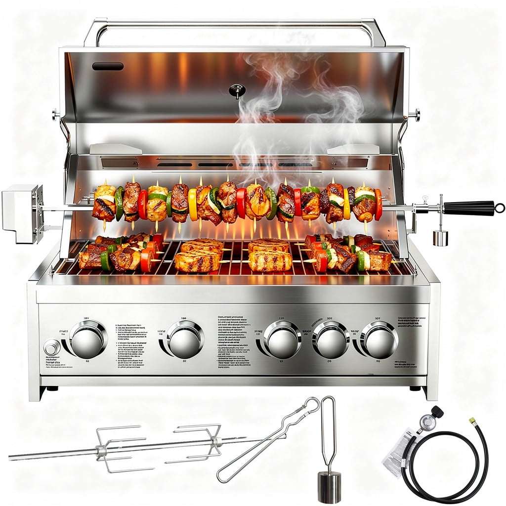 BODEGA 30 Inch Built-In Gas Grill, 5 Burner Stainless Steel BBQ Grill ...
