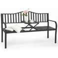 BODIOO Outdoor Metal Garden Bench 59" Patio Bench with Built in Table ...