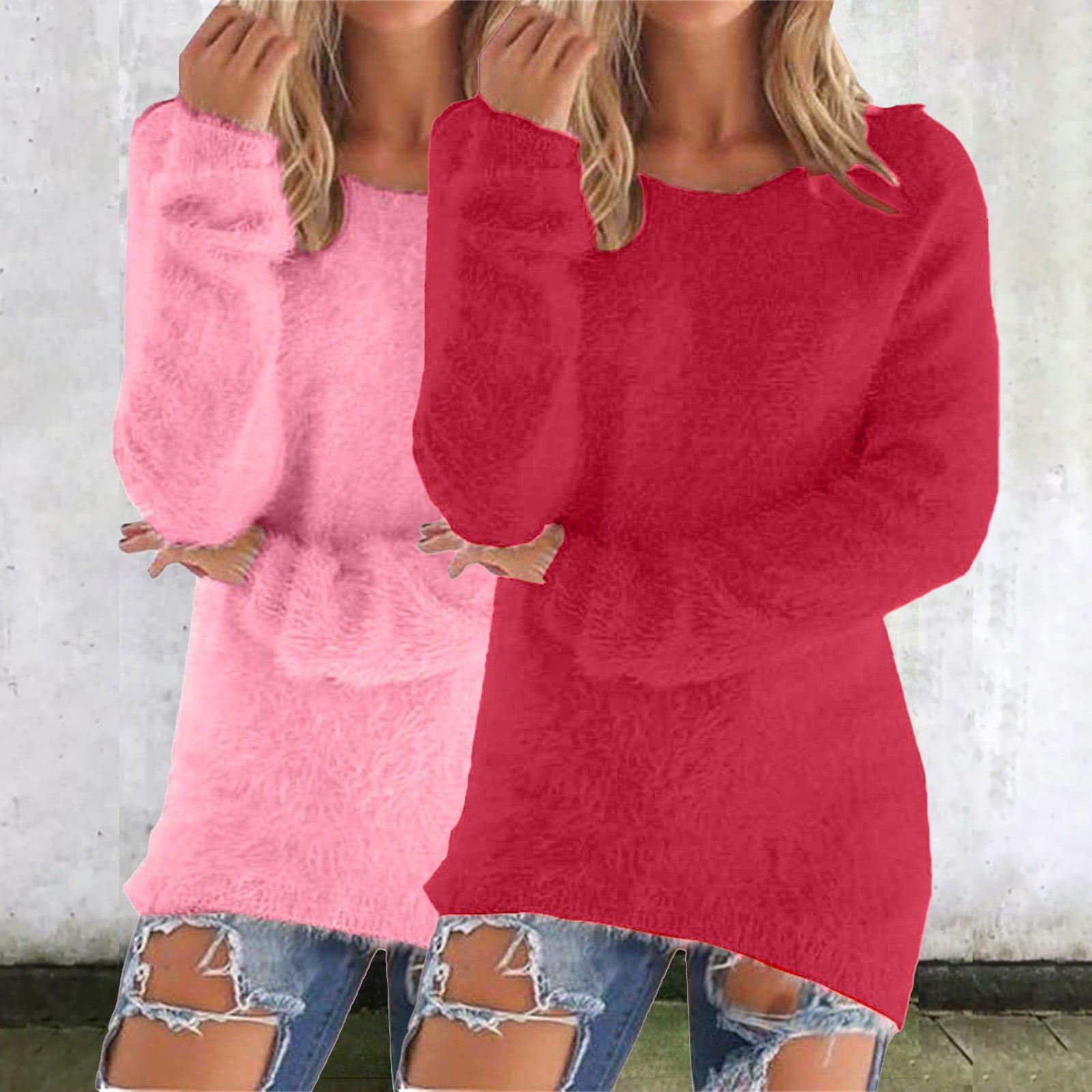 BODOAO 2 Pack Sweaters for Women Fall Cozy Fleece Sherpa Pullover Fuzzy ...