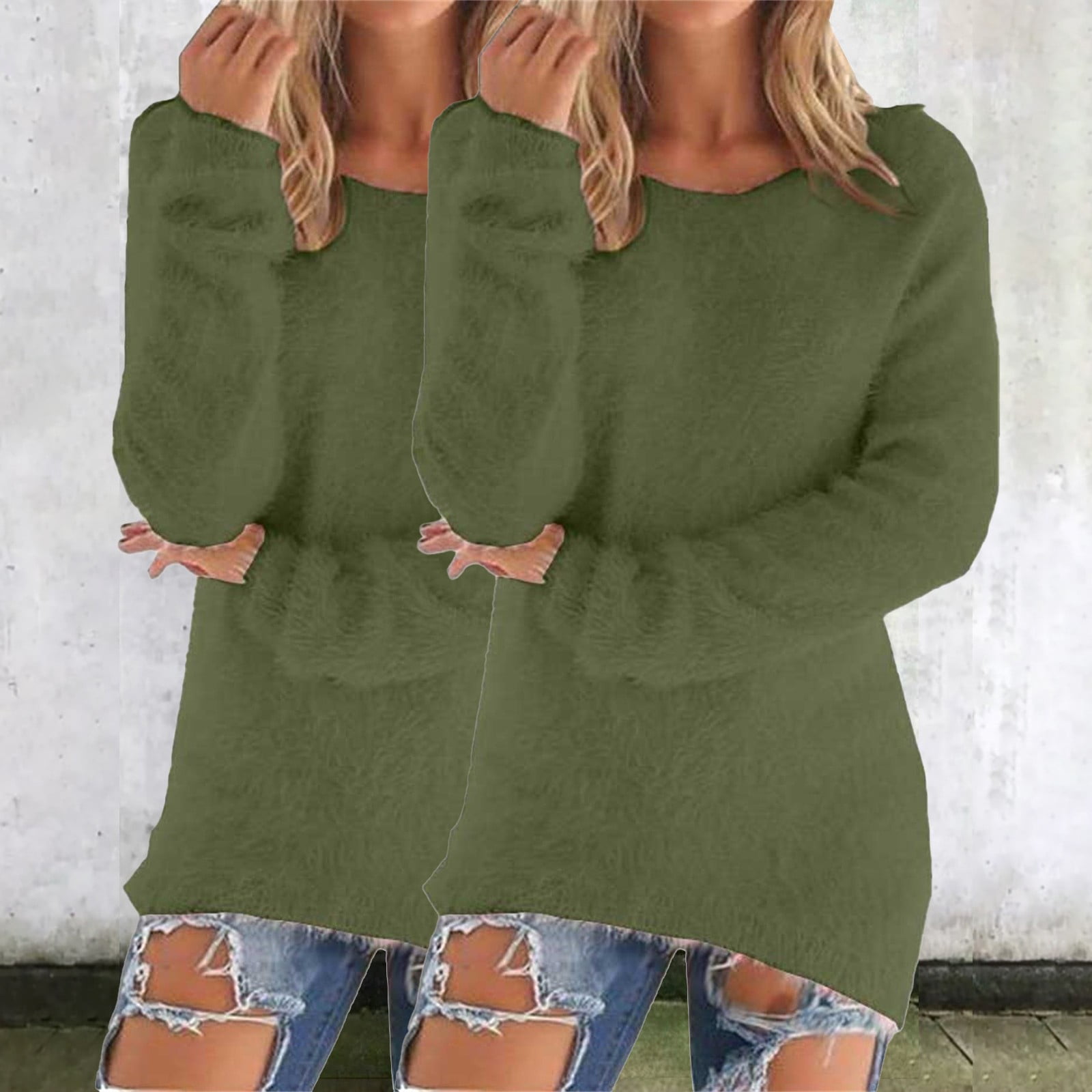 BODOAO 2 Pack Sweaters for Women Fall Cozy Fleece Sherpa Pullover Fuzzy ...