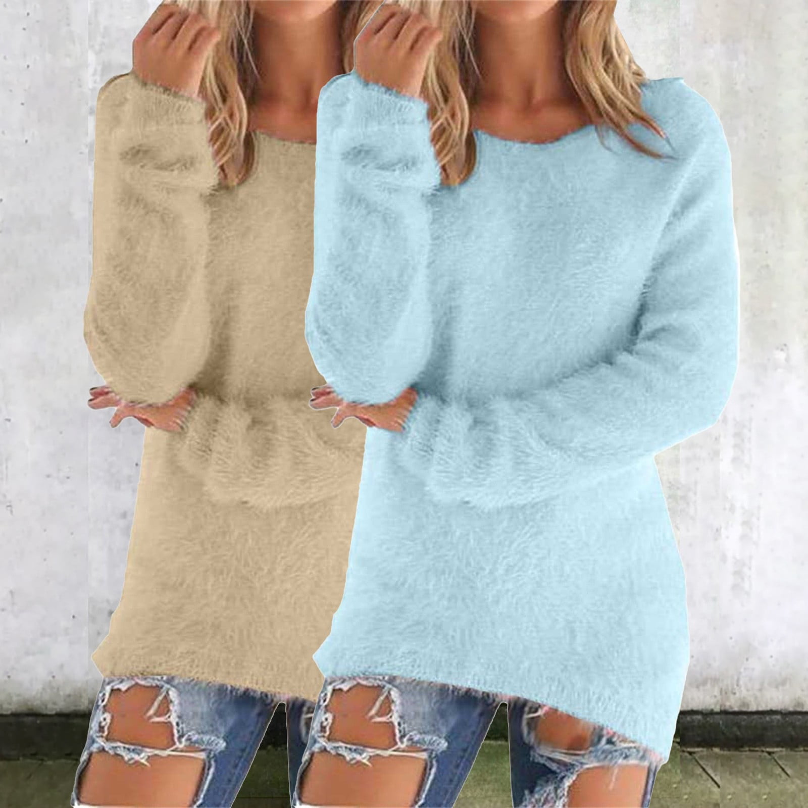 BODOAO 2 Pack Sweaters for Women Fall Cozy Fleece Sherpa Pullover Fuzzy ...