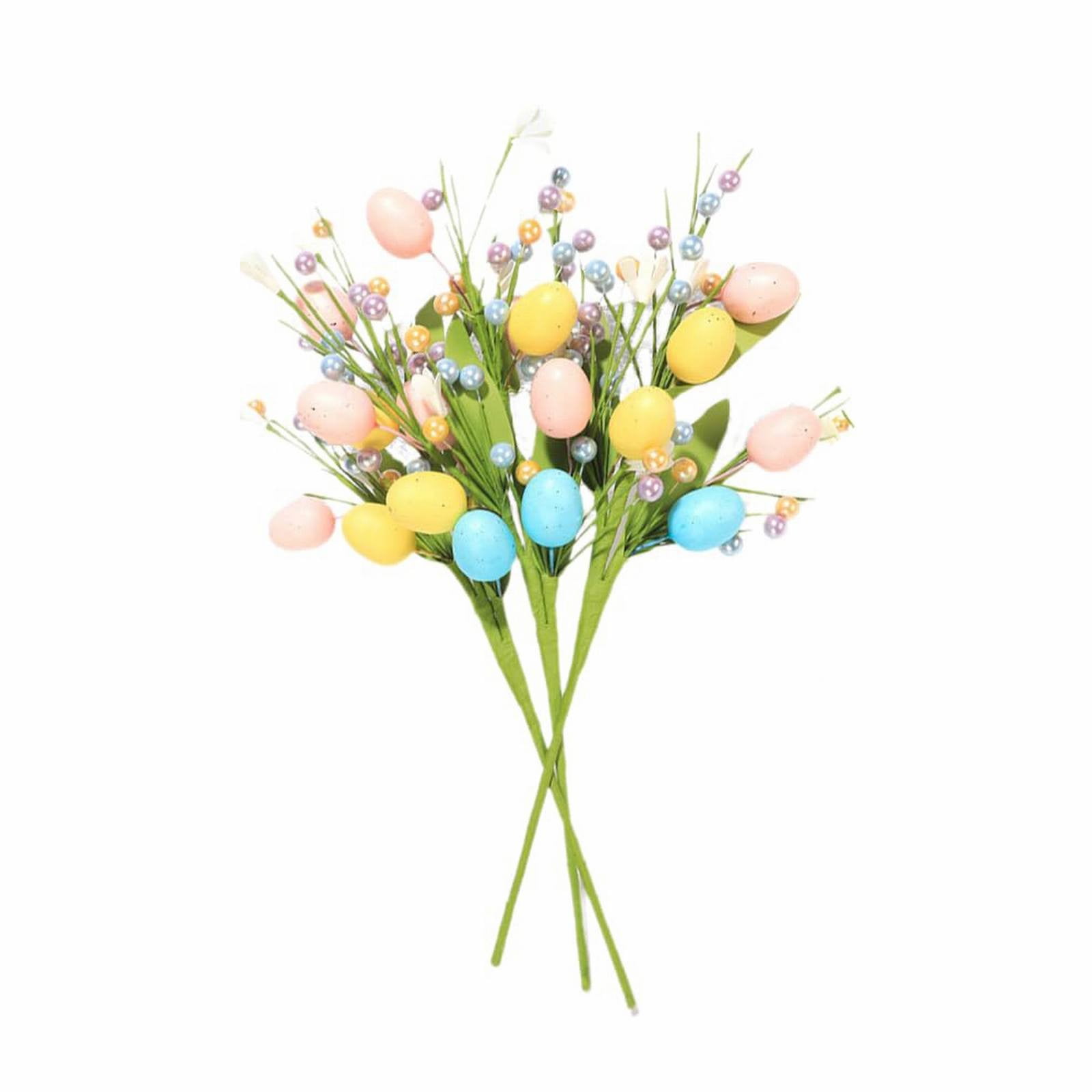 BODOAO Artificial Easter Stems Spring Berry Picks with Easter Eggs ...