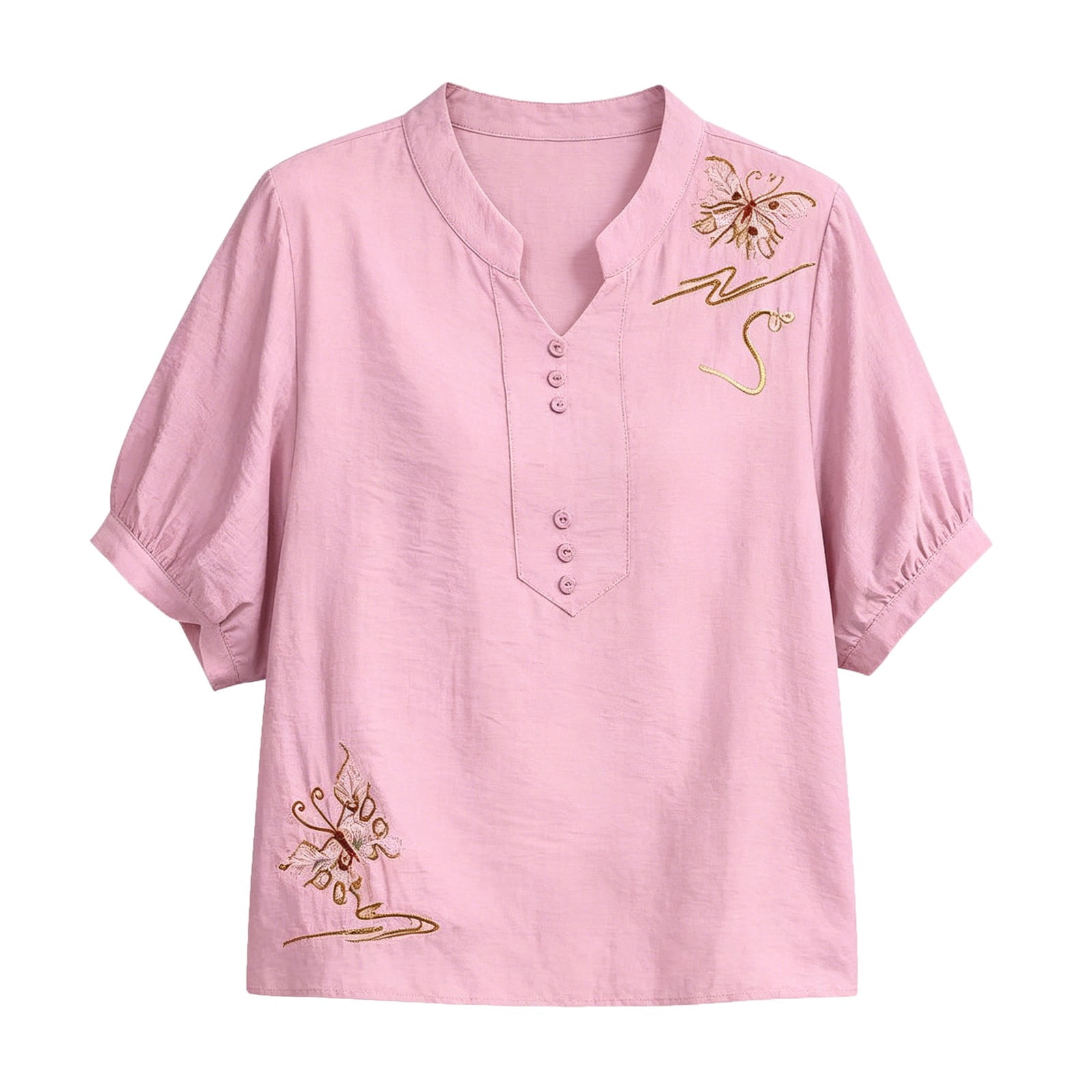BODOAO Cotton Linen Embroidered Shirt Travel Top Flowy Fashion Outfits ...